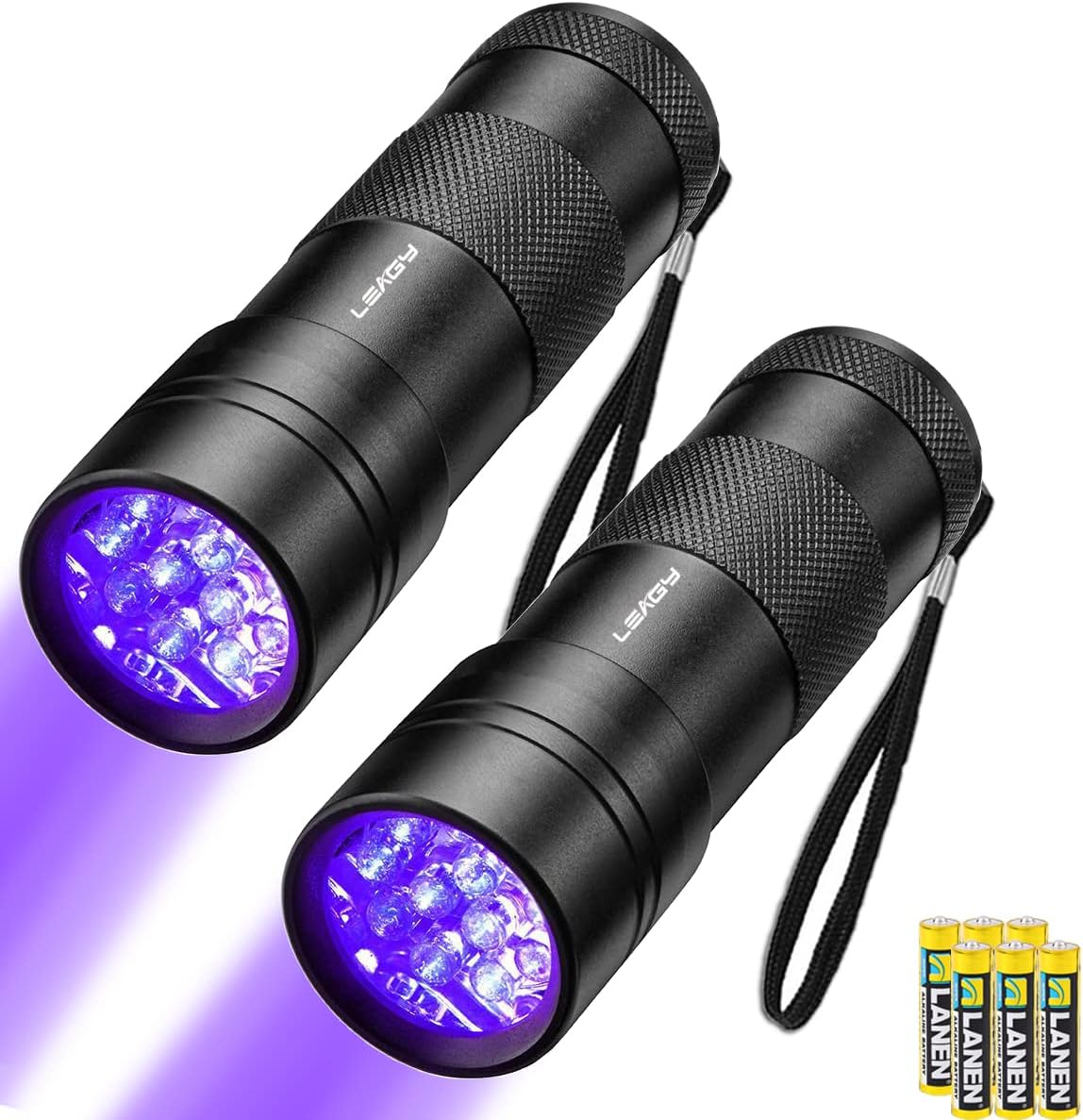 2 Pack 12 LED 395nm Mini UV Flashlights with Batteries - Pet Urine ...