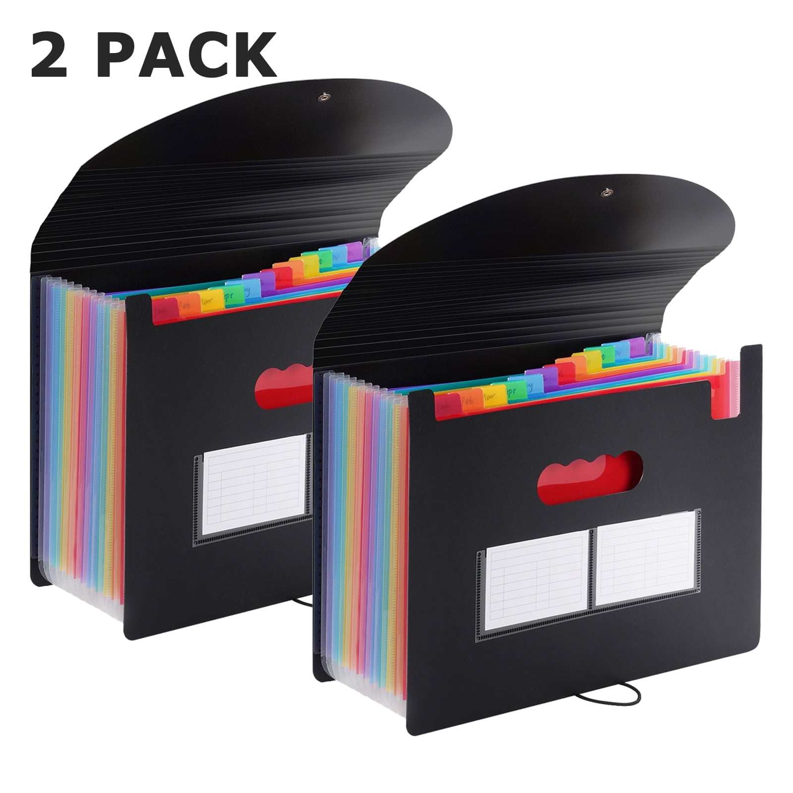 2 Pack 12 Pockets Expanding File Folder, Black Desktop Accordion ...