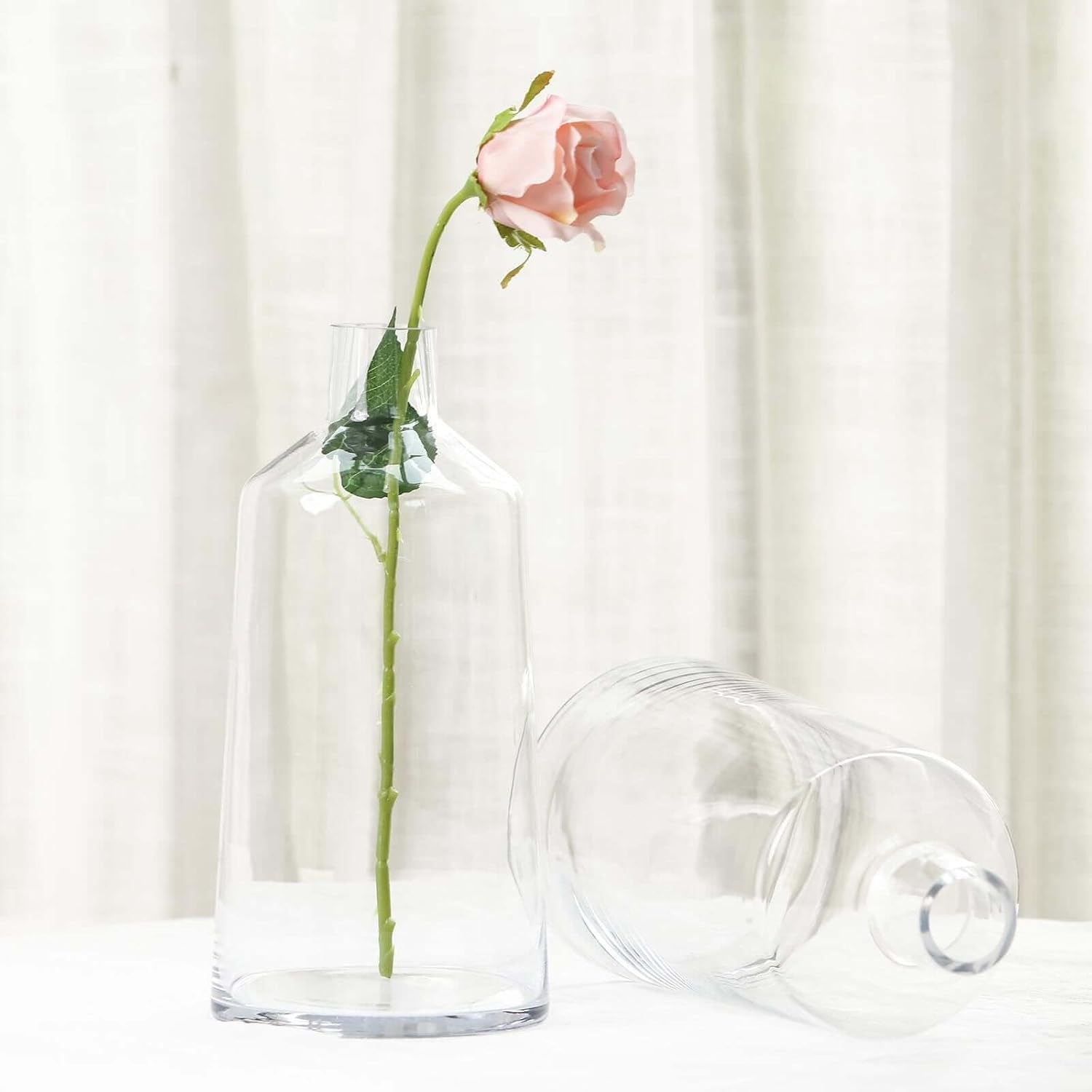 2 Pack 12" Tapered Neck Clear Glass Flower Vase Centerpieces - Walmart.com