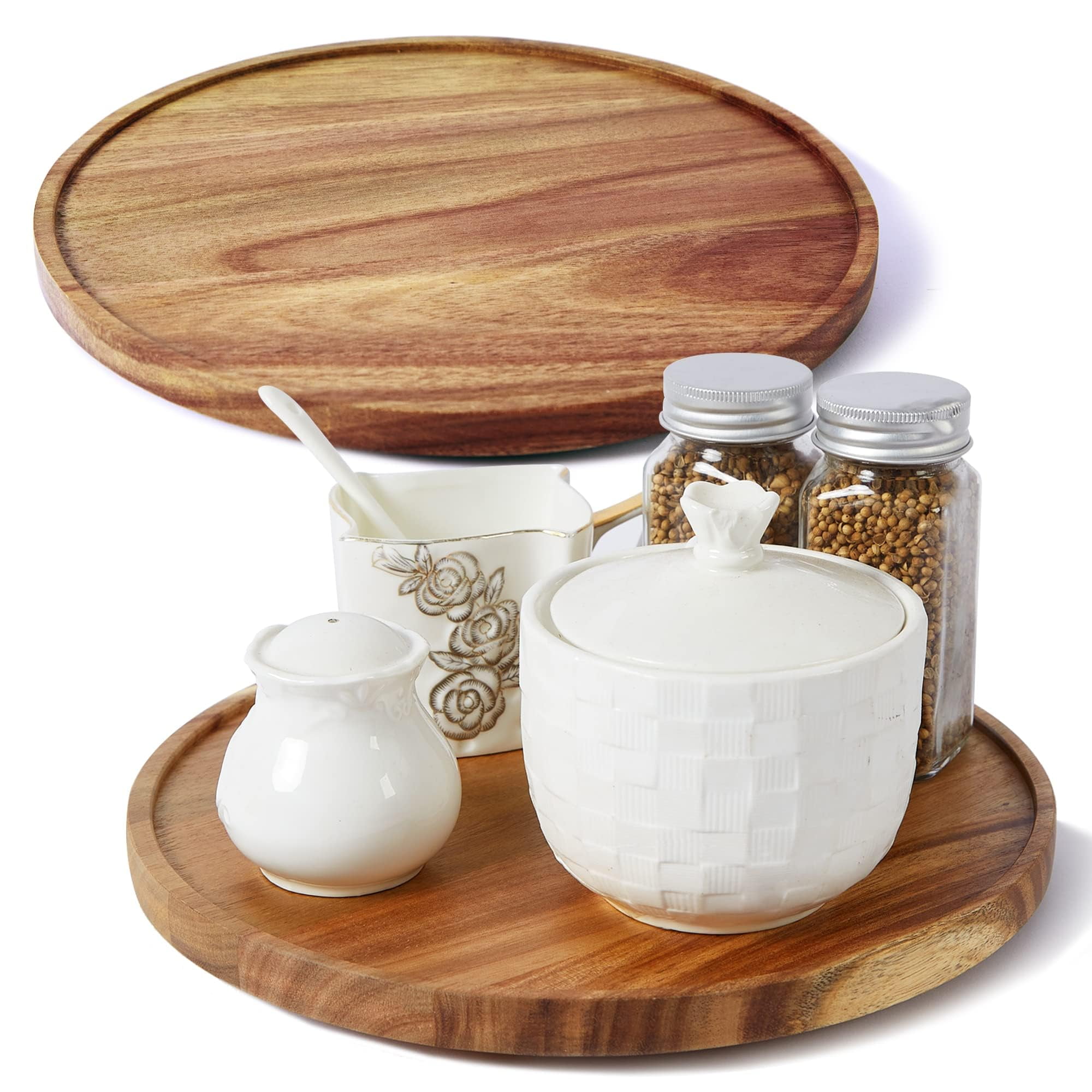 [ 2 Pack ] 12-inch Acacia Wood Lazy Susan Organizers, ACIAZAAZ Lazy ...