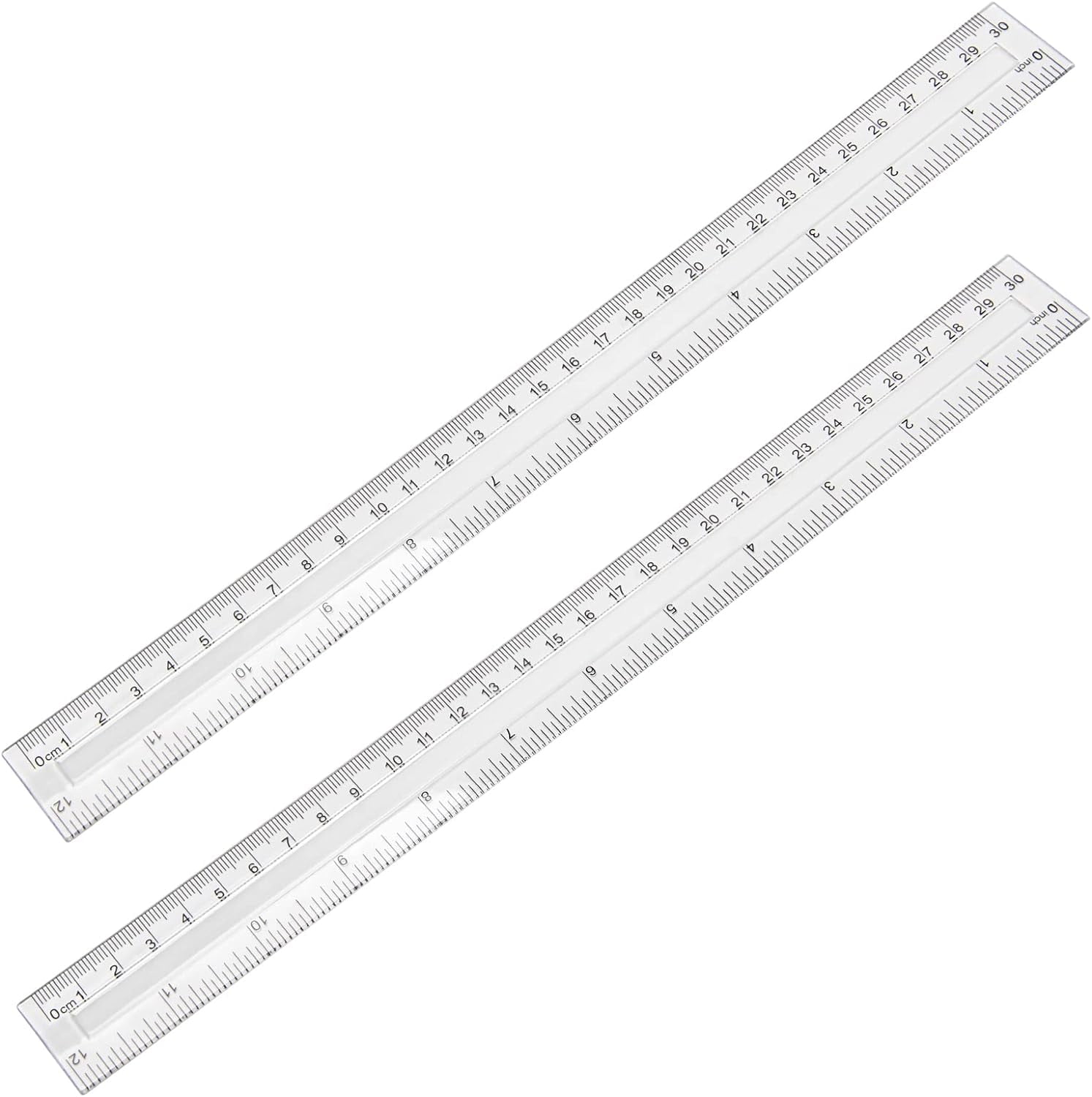2 Pack 12 inch Clear Plastic Ruler Straight Shatterproof Rulers ...