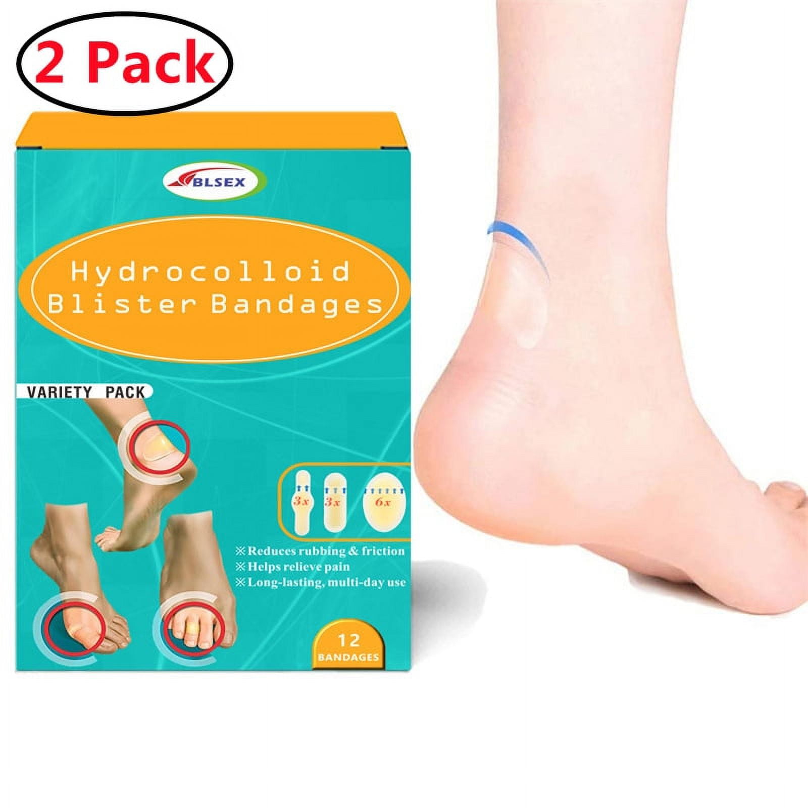2 Pack 12 PCS Blister Bandages for Feet, Blister Pads, Blister Cushions ...