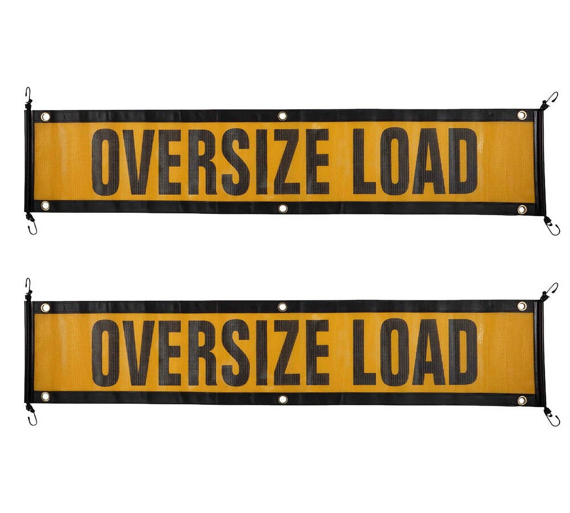 2 Pack 12"x60" Oversize Load Sign for Trucks w/Bungee Cord & Hook ...