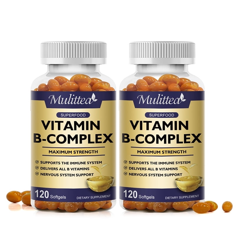(2 Pack)120 Vitamin B Complex Capsules - (B12, B2,B6 Vitamin C, Folic ...