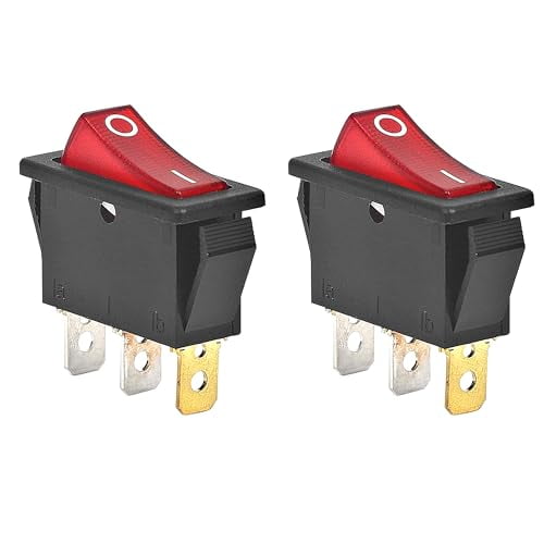 2 Pack 120927-24 On Off 120 Volt 3 Prong Plug Rocker Switch Lighted for ...