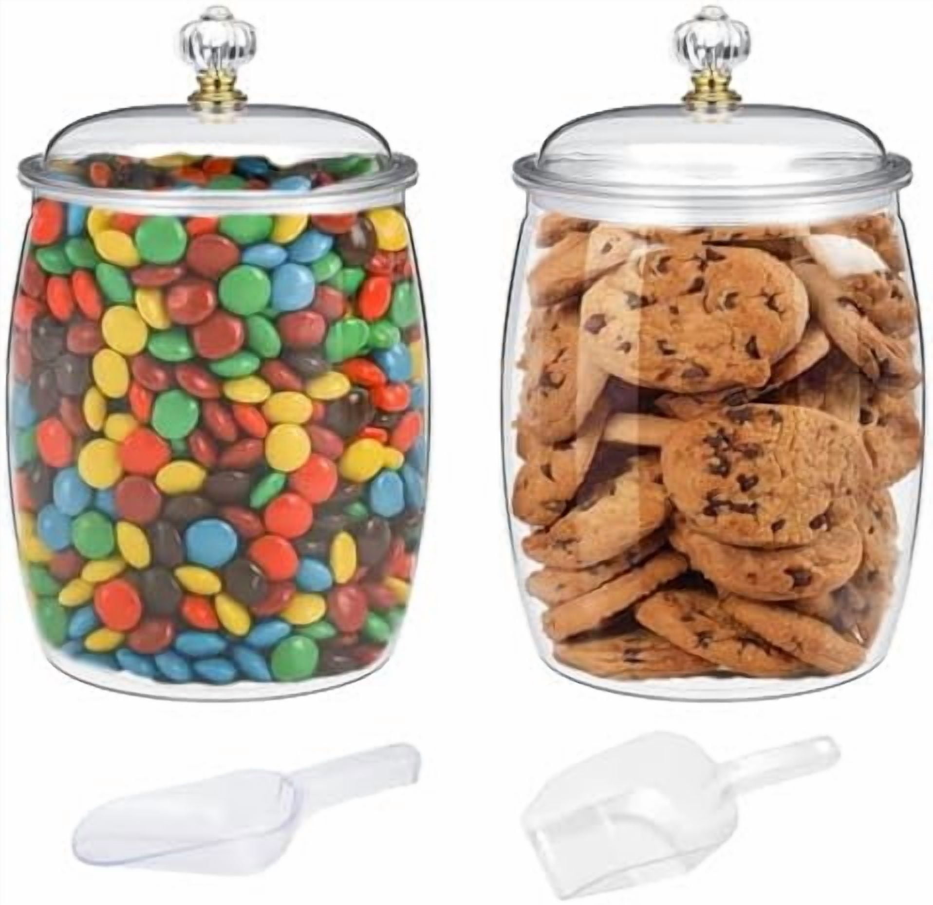 2 Pcs Plastic Candy Jars Cookie Jars with Airtight Lids, 128 Oz Food ...