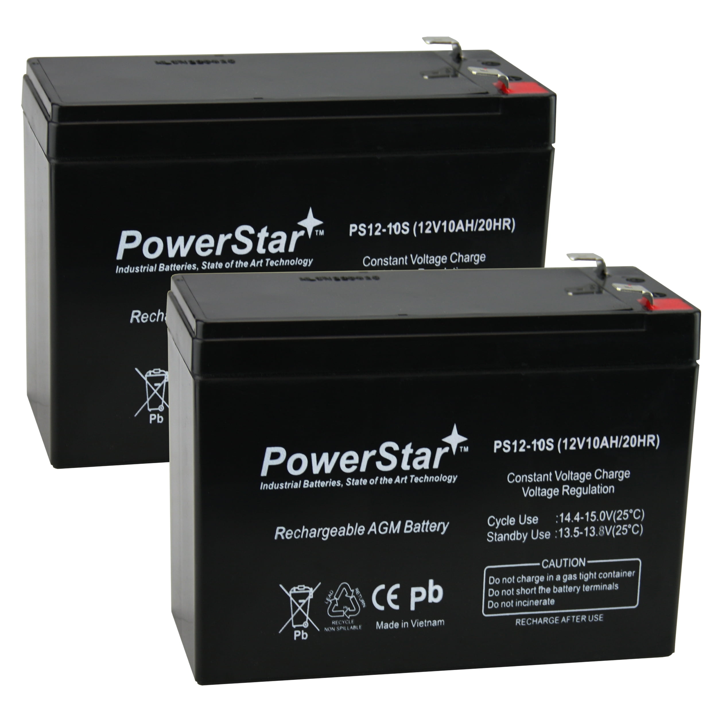 2 Pack - 12V 10AH BATTERY REPL.UNIVERSAL UB12100-S, LONG WP10-12 ...