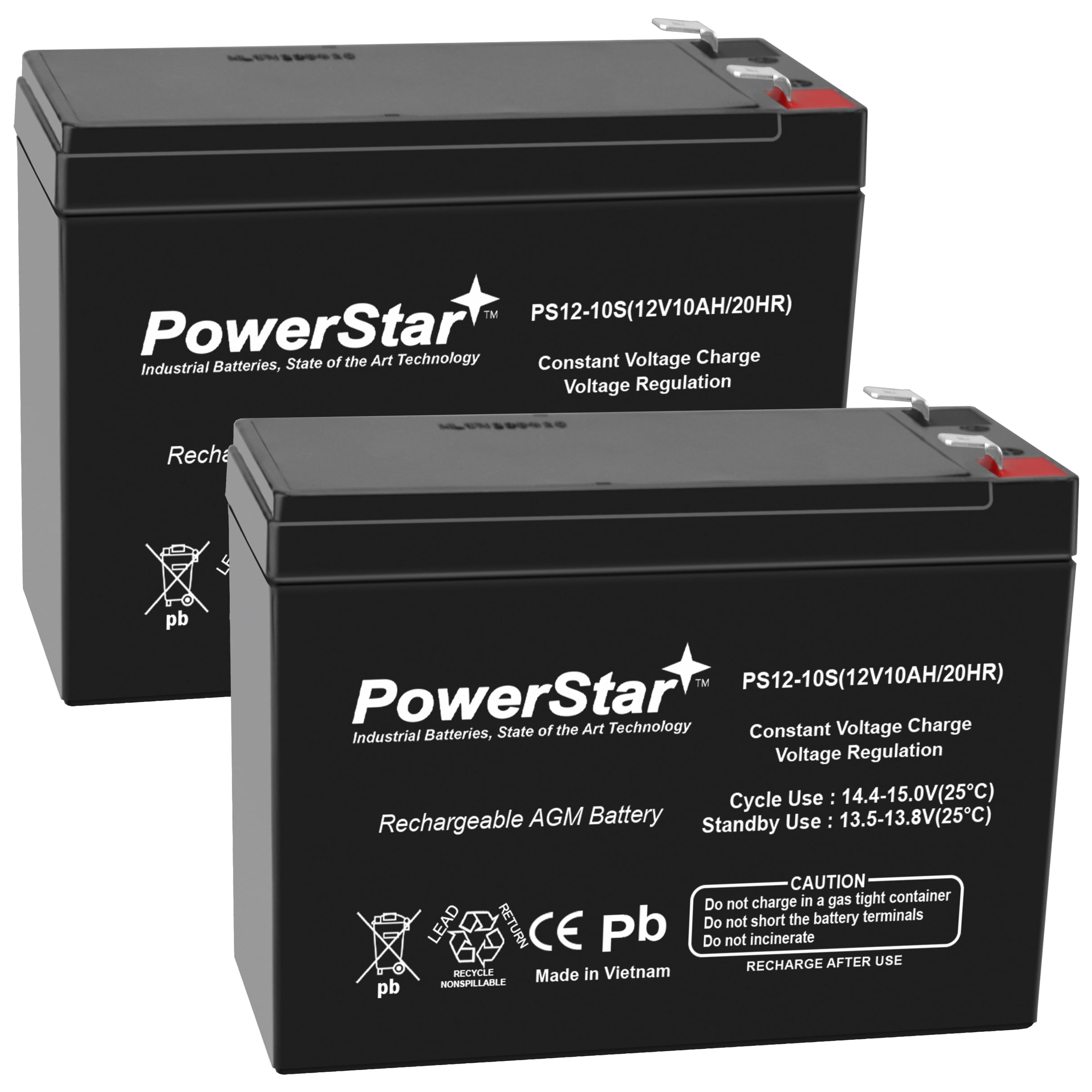 2 Pack of PowerStar 12V 10AH Batteries, Replaces Mongoose M350 Scooter ...