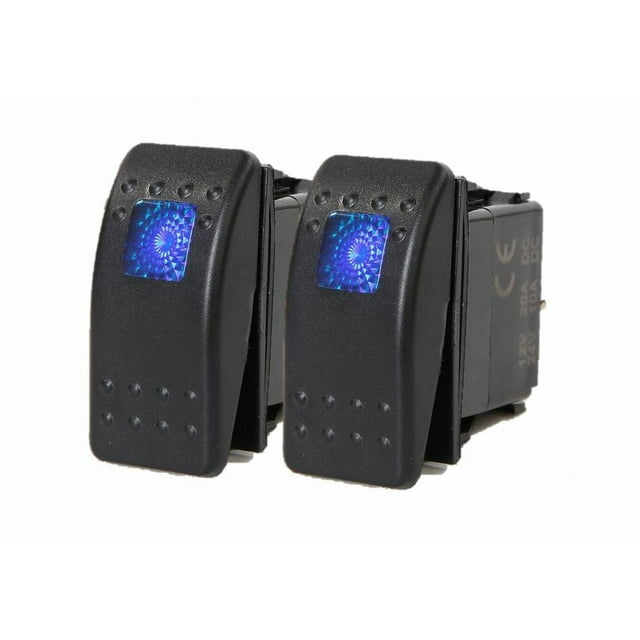 2 Pack 12V 20 Amp Waterproof Blue LED Boat Marine Rocker Switch ...