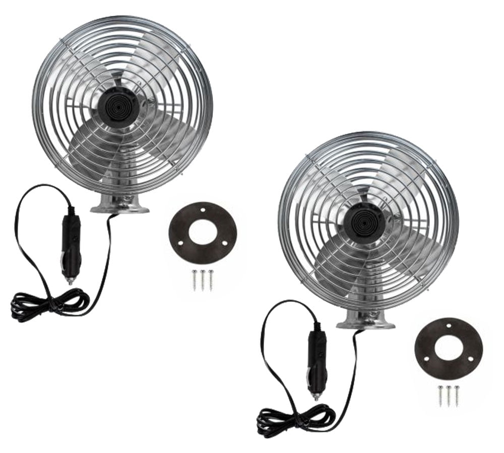 2 Pack 12V 6" Chrome Metal Dash Fan For Trucks, Off/Low/High 3 Position ...