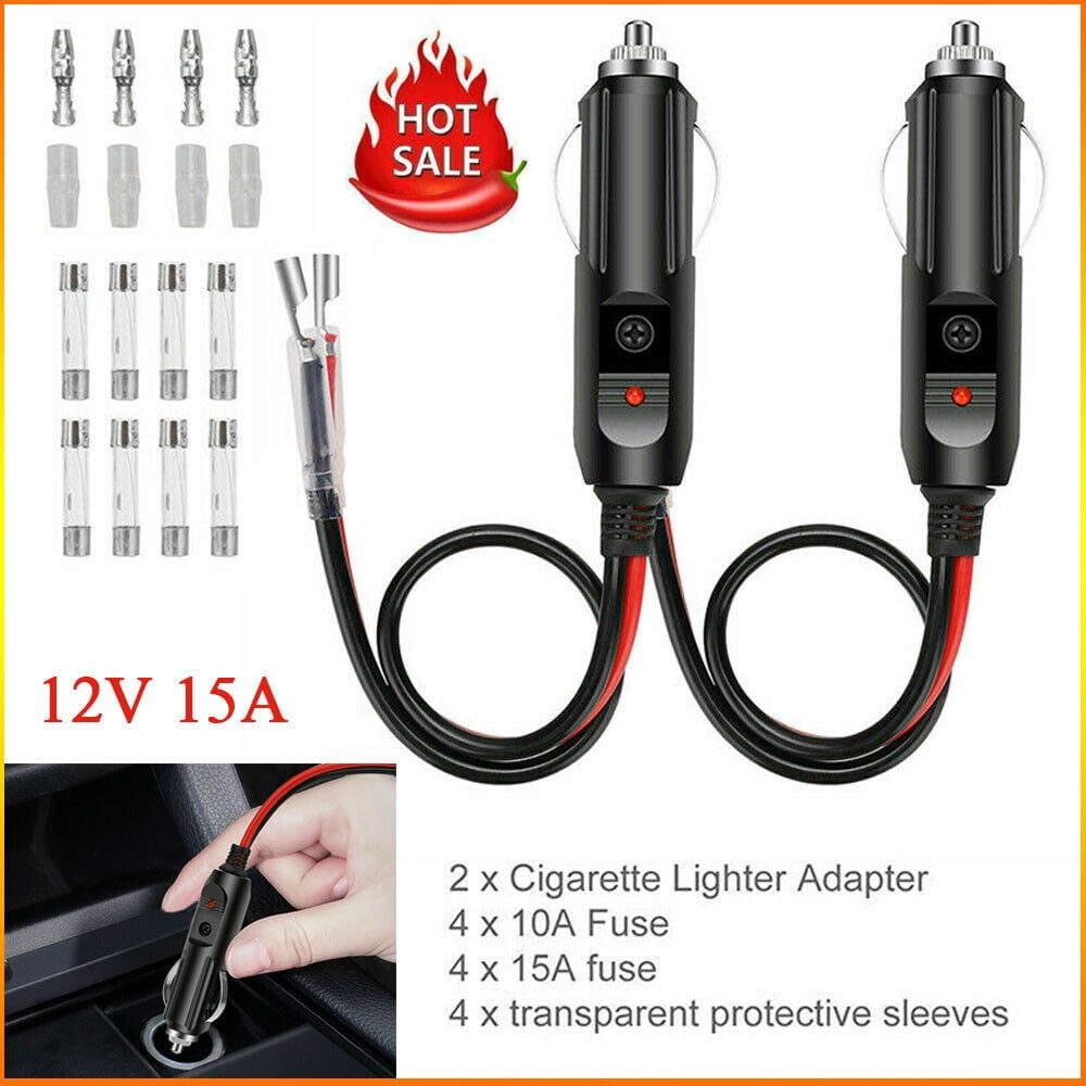 Male Plug Fused Replacement Extension Cable Cigarette Lighter Adapters ...