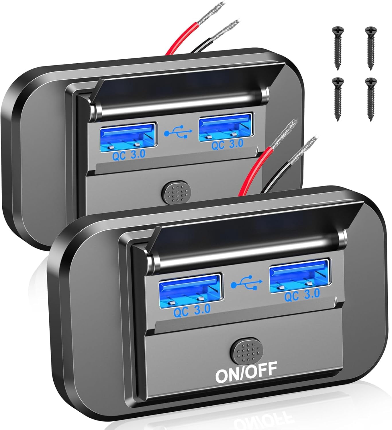 2 Pack 12V USB Outlet Dual Quick Charge 3.0 Car USB Ports: 12 Volt ...