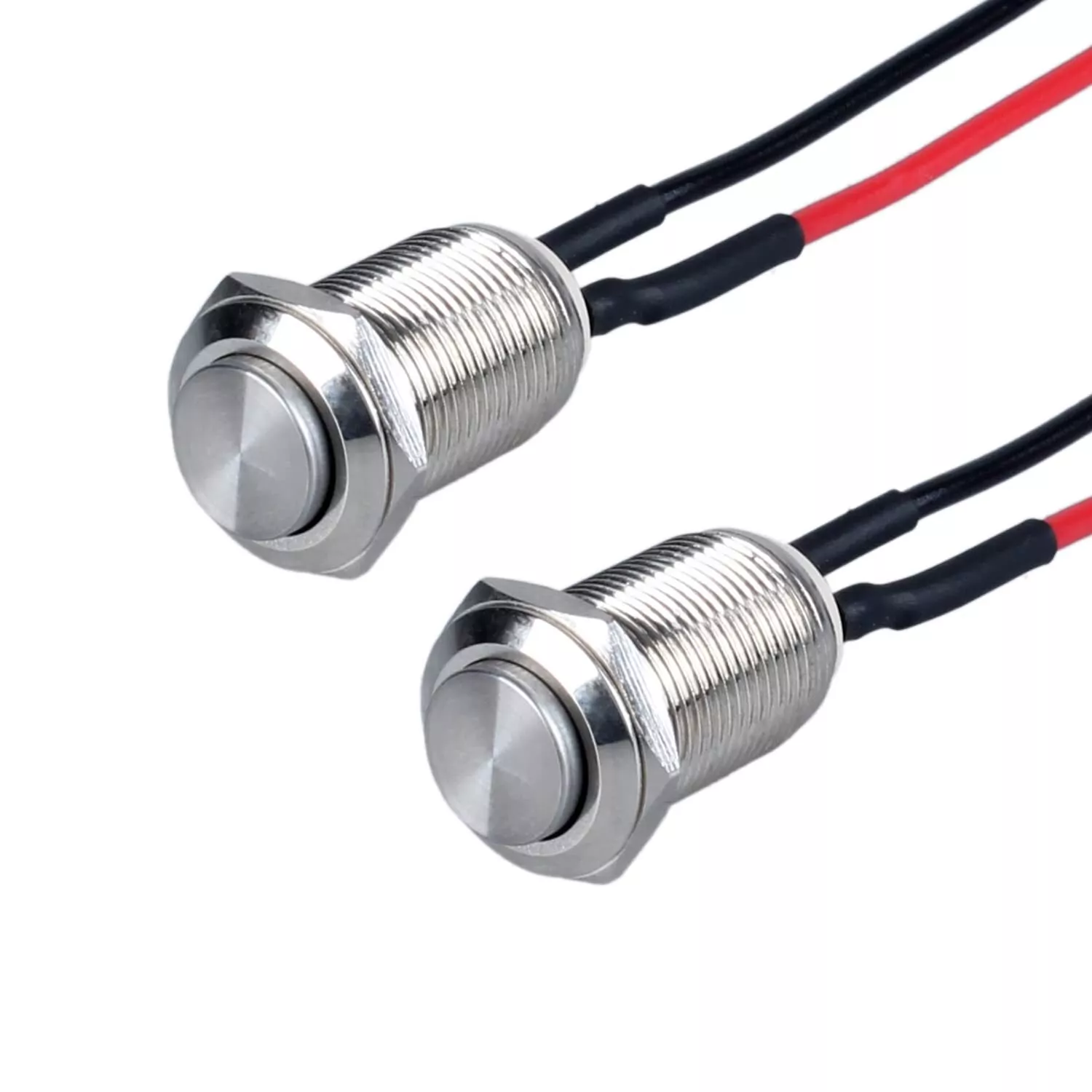 2-Pack 12mm Latching Metal Waterproof Push Button Switch Raised Head 1/ ...