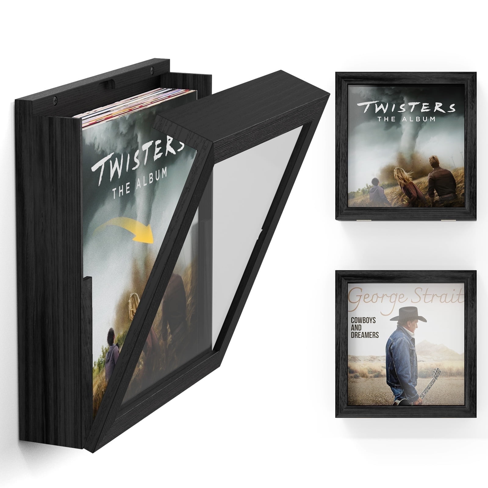 2 Pack 12x12 Vinyl Record Frame Black, Record Frame for Wall Hanging ...