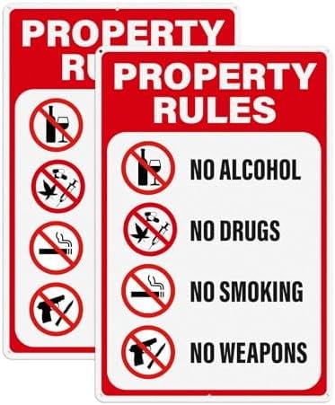 2 Pack 12x18 Inch Rust-Free Aluminum Property Warning Sign - No Alcohol ...