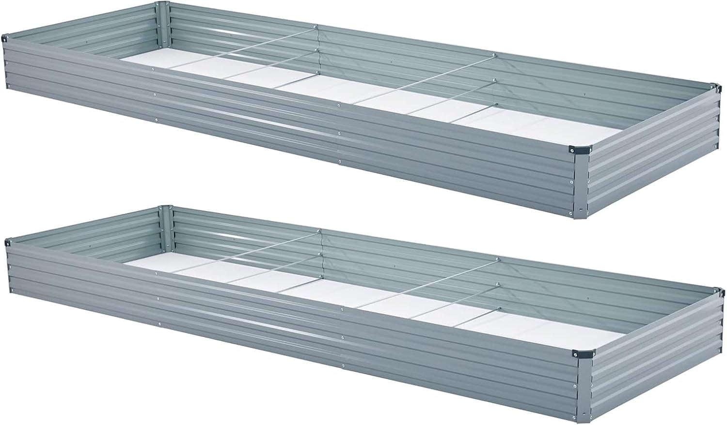2 Pack 12x4x1FT Galvanized Raised Garden Beds Kit Outdoor Metal ...