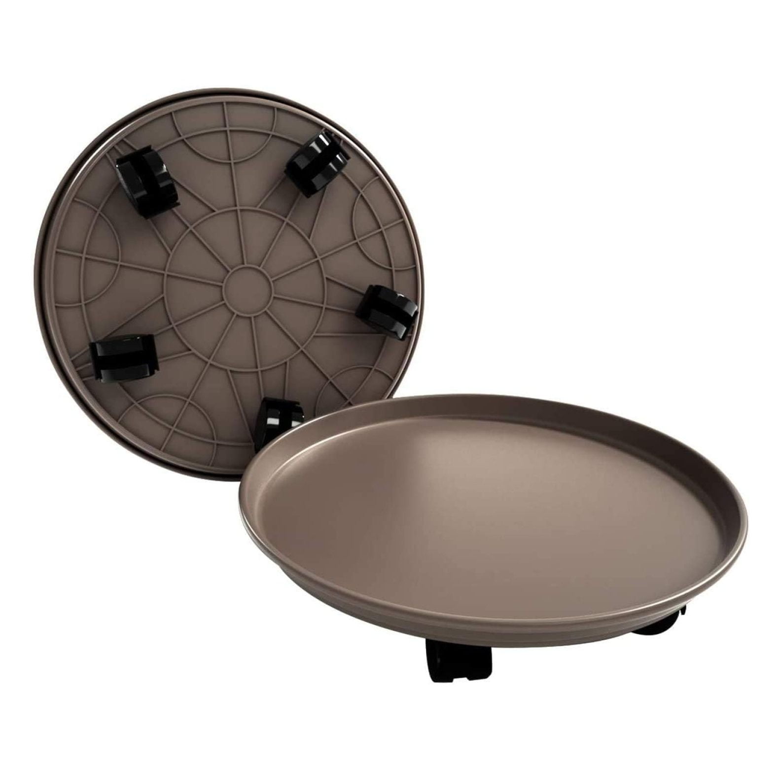 2 Pack 13" Brown Plant Caddy with Easy Moving Caster Wheels Round ...