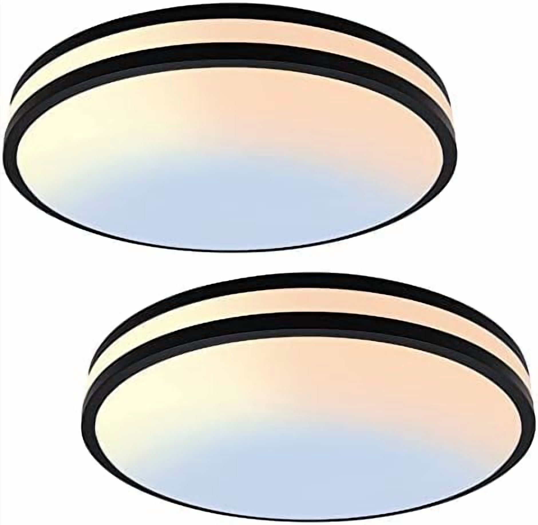 2 Pack 13 Inch LED Flush Mount Ceiling Light with 2 Black Frame, 3000K ...