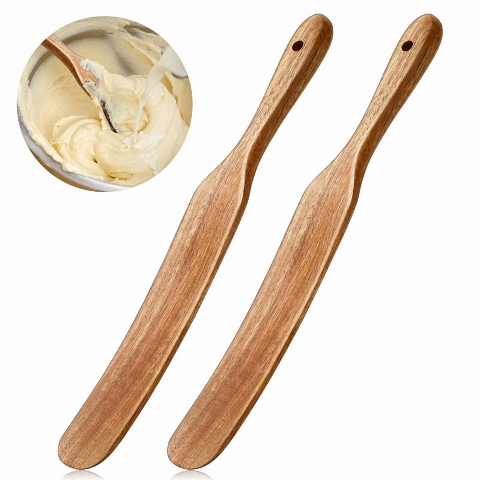 2 Pack 13 Inch Wooden Spatula for Cooking Sourdough Wooden Spurtle with ...