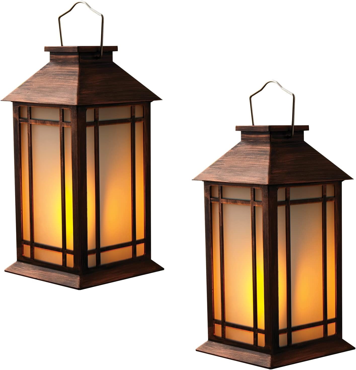 2-Pack 13" Vintage Candle Lantern with Led Flameless Candle (6hr Timer ...