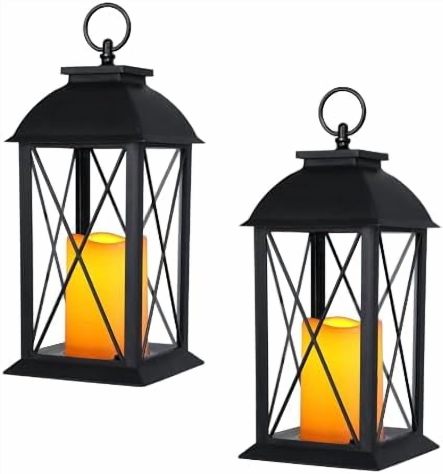 2-Pack 13" Vintage Candle Lantern with Led Flameless Candle (6hr Timer ...