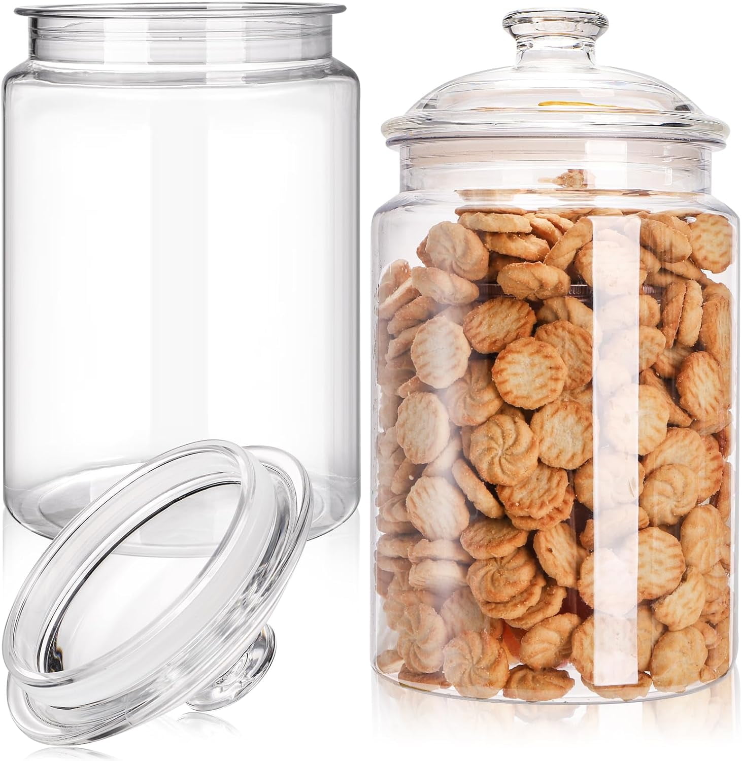 2 Pack 130 oz Large Cookie Jar with Lid, Clear Acrylic Candy Jar ...