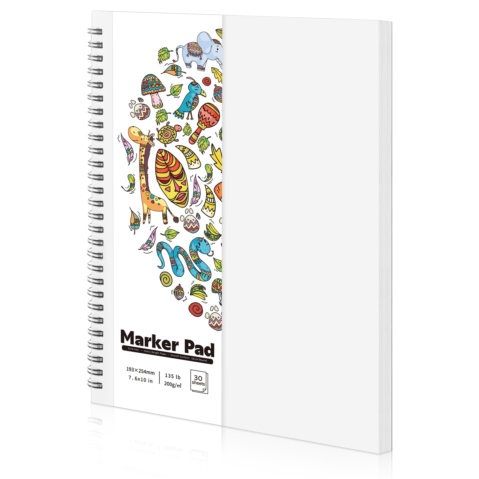 2 Pack 135lb/200gsm Marker Paper Pad, 7.6×10in Double Sided Bleedproof ...