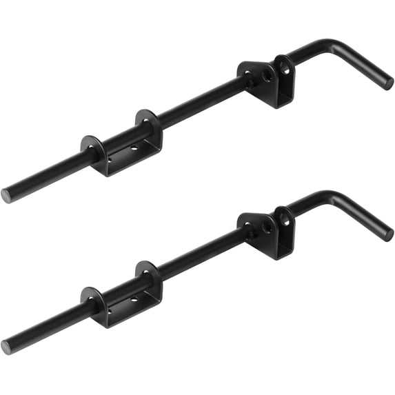 2 Pack 14" Black Cane Bolt Gate Latch, Steel Ground Slide Drop Rod for ...