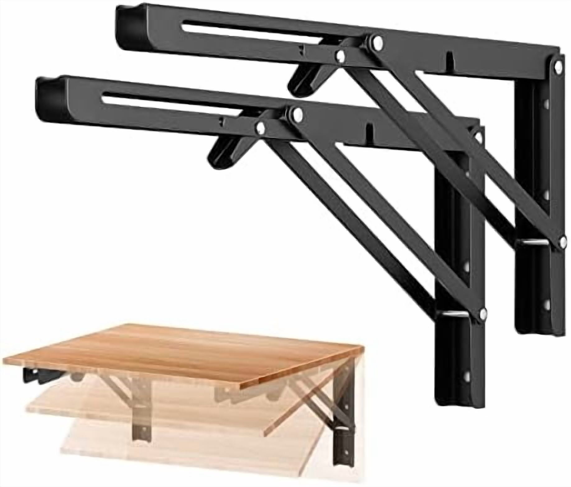 2 Pack 14 Inch Folding Shelf Brackets – Matte Black, Heavy Duty ...
