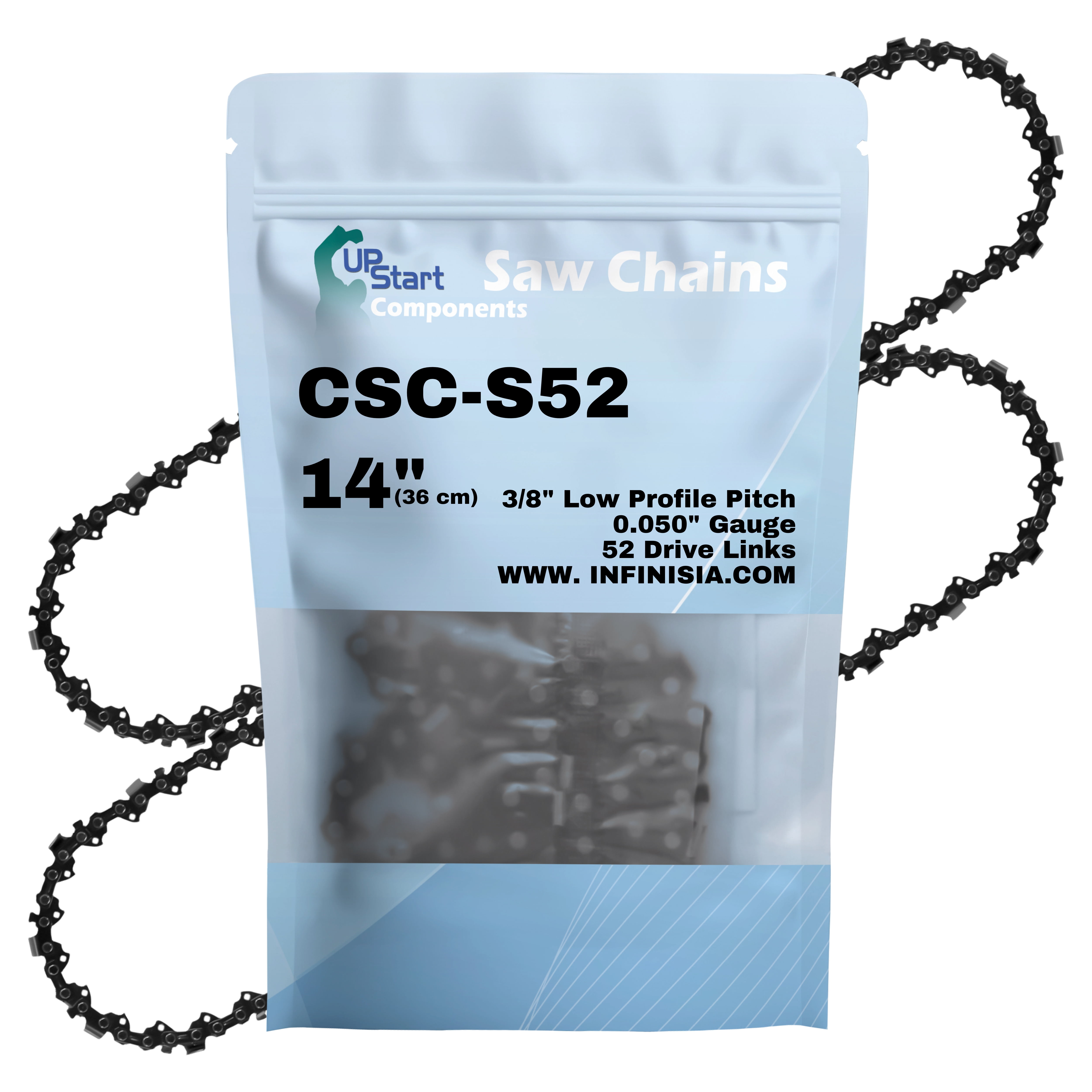 2-Pack 14-inch Chainsaw Chain Replacement for Pioneer P-12 Chainsaws - S52 (14", 3/8" Low ...