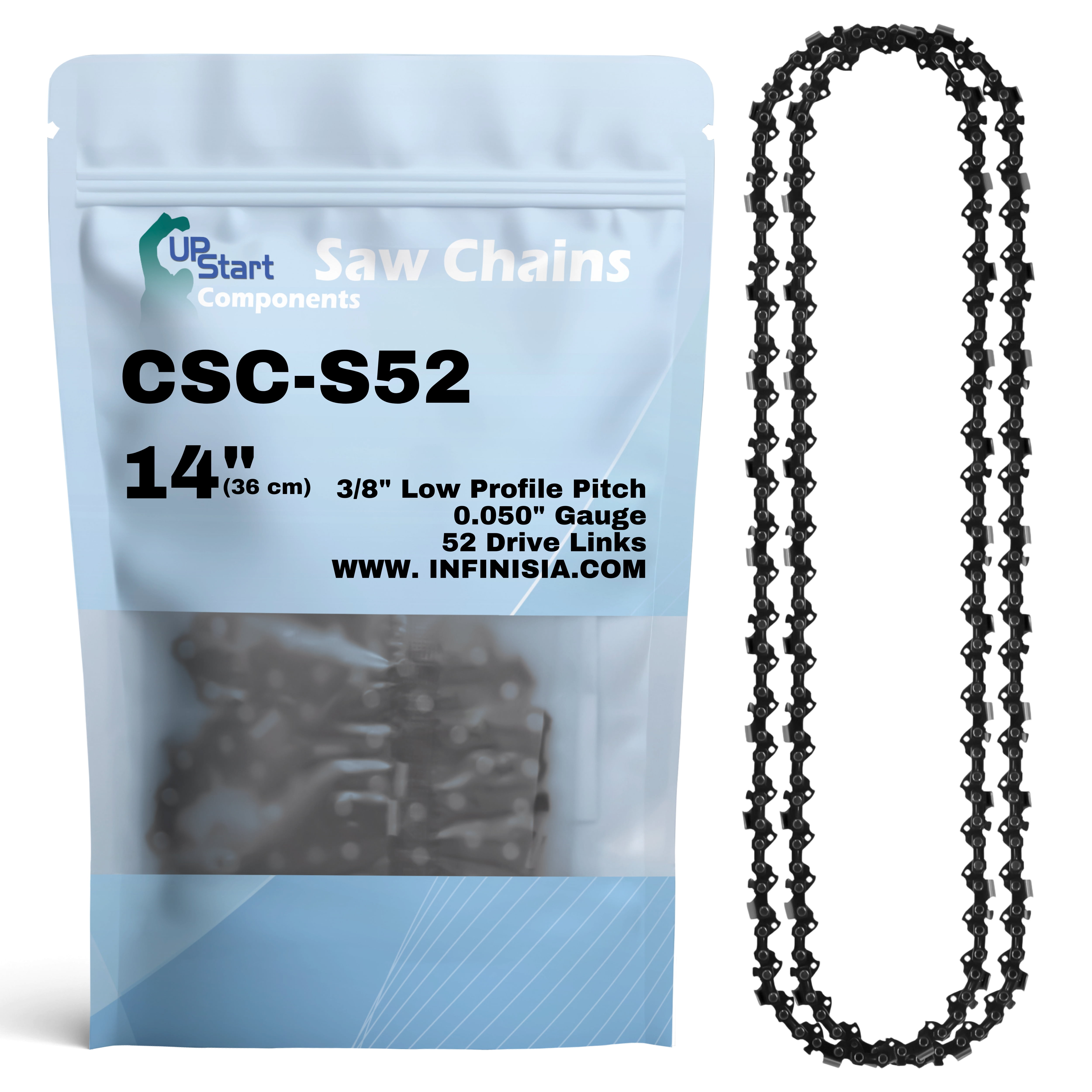 2-Pack 14-inch Chainsaw Chain Replacement for Western Auto 12 Chainsaws - S52 (14", 3/8" Low ...