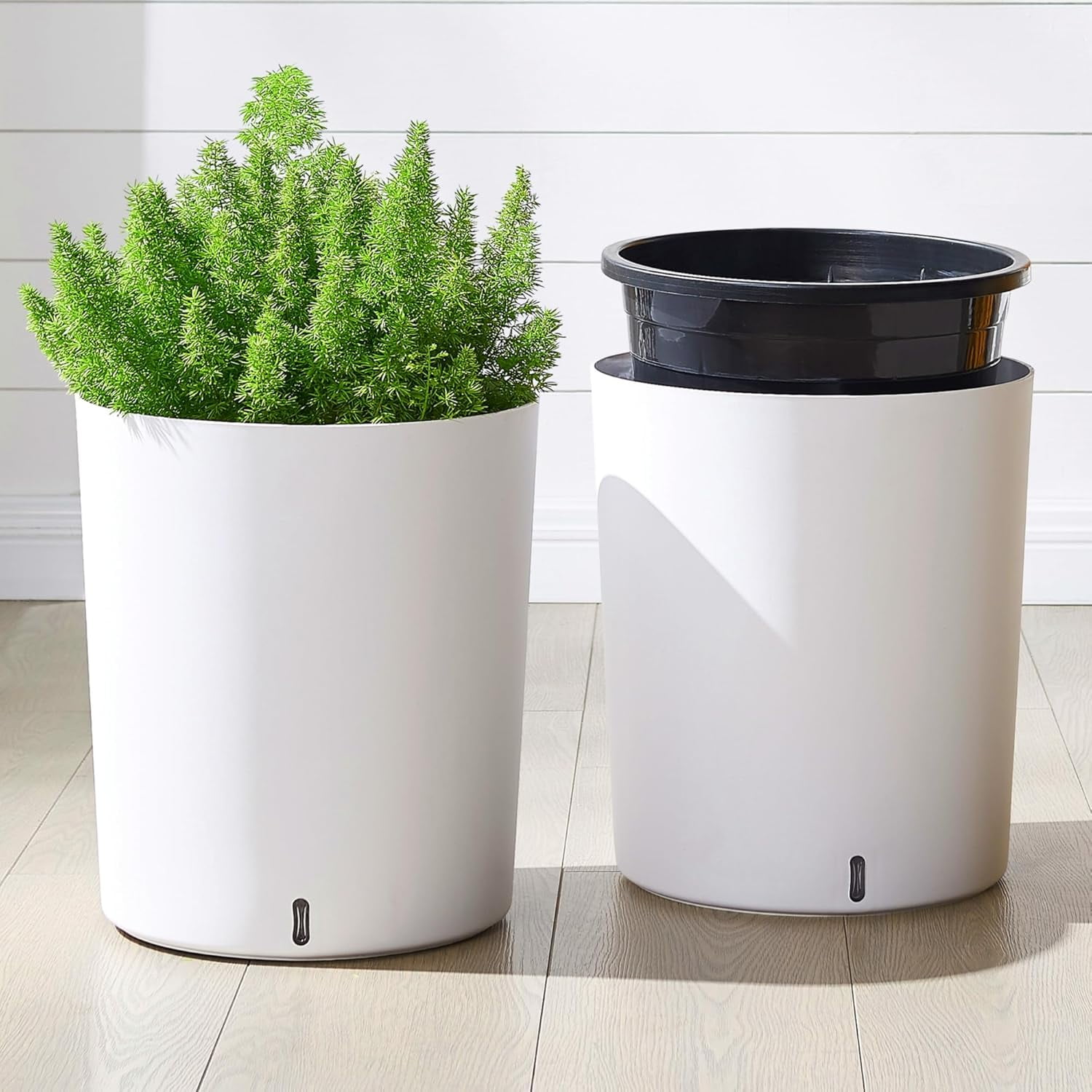2-Pack 14" Tall Conical Self-Watering Planters with Visible Water Level ...