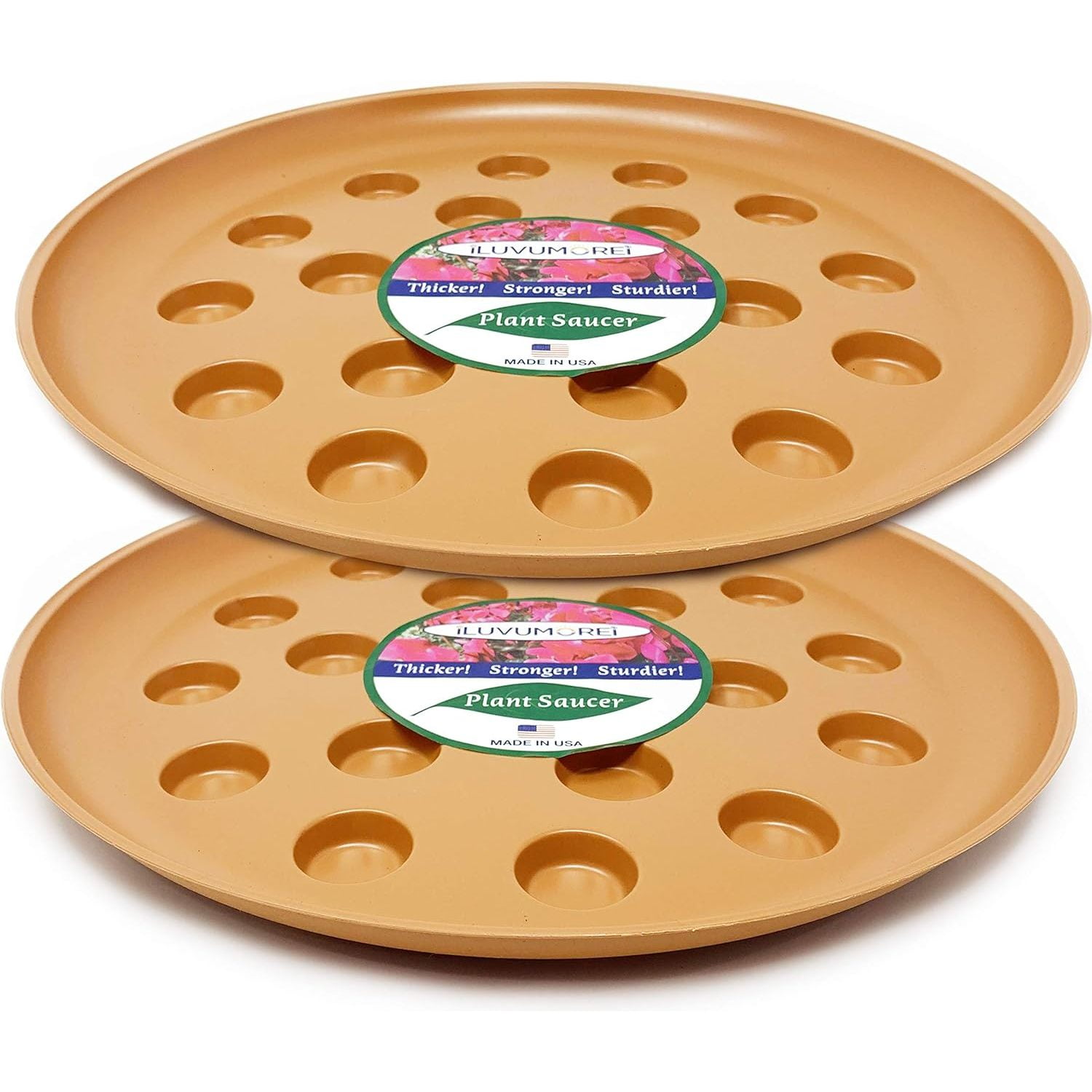 2 Pack of 14 inch Plastic Terracotta Colored Round Plant Saucer ...