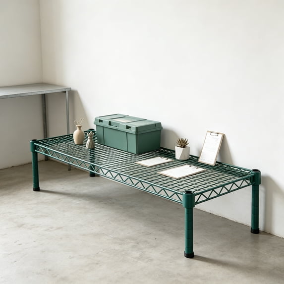 2-Pack 14" x 54" x 14" Green Wire Dunnage Rack, Heavy Duty Storage ...