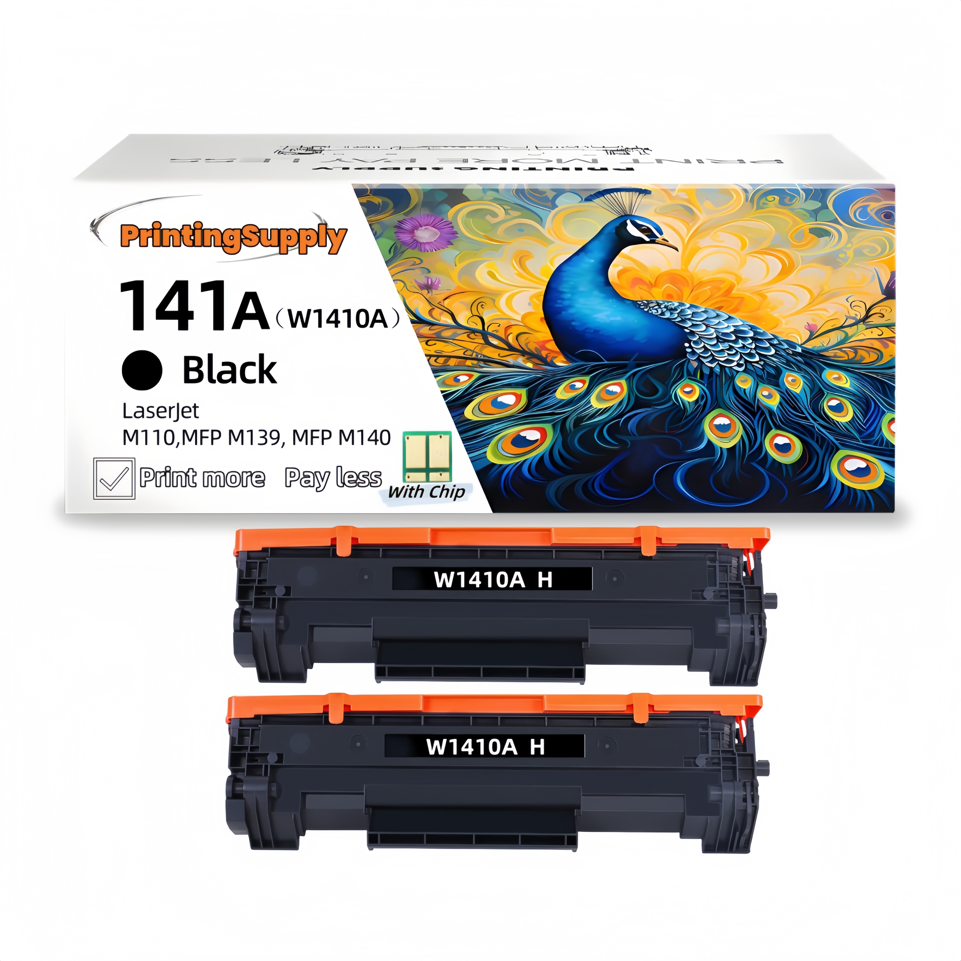 2 Pack 141X W1410X Black Compatible Jumbo Toner Cartridge For HP 141X ...