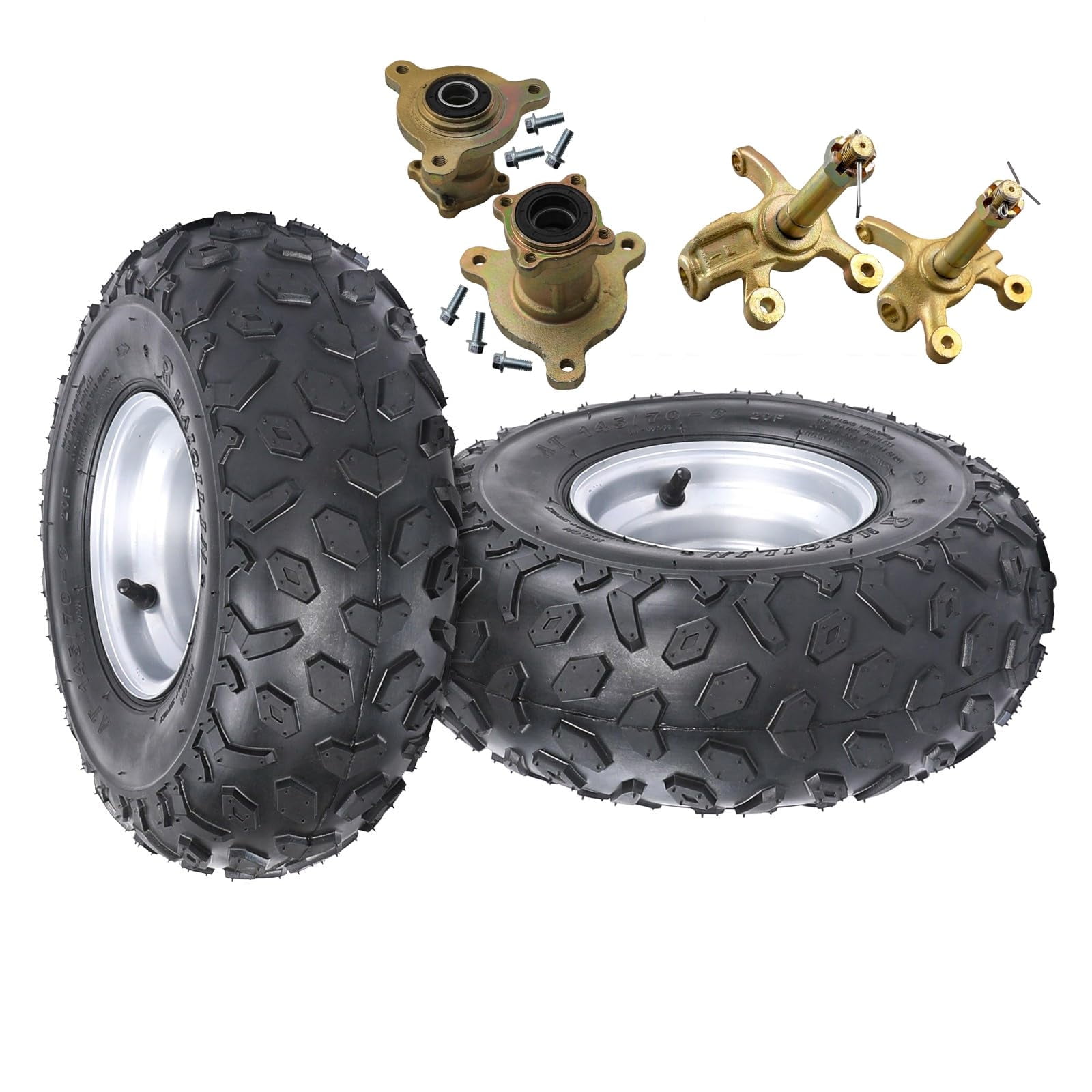 2 Pack 145/70-6 Go Kart Wheels 6 inch Tire on Rim Tubeless with 3 Lug ...