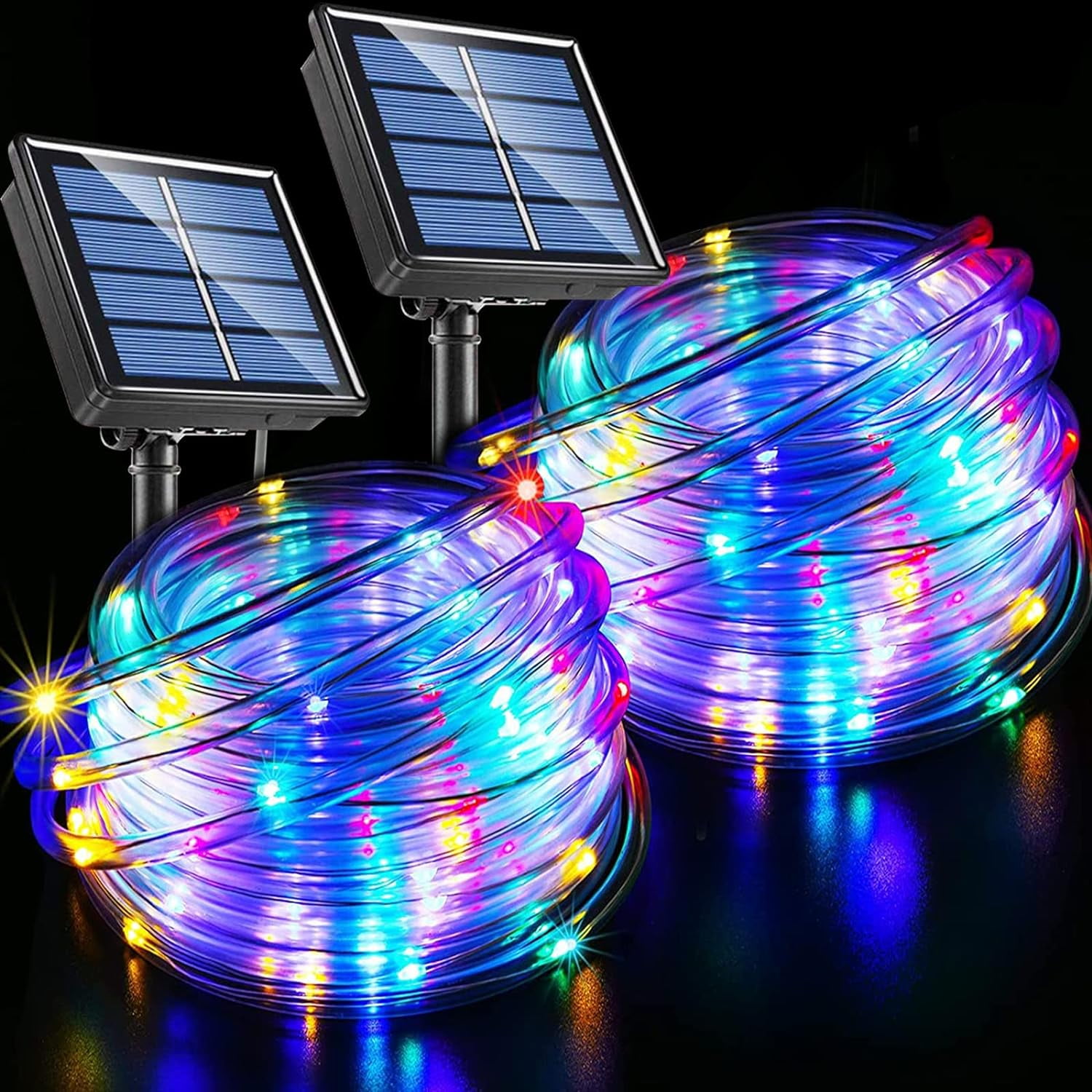 2 Pack, 146 Ft, 400 LED Solar Rope Light Weatherproof Outdoor LED Fairy ...