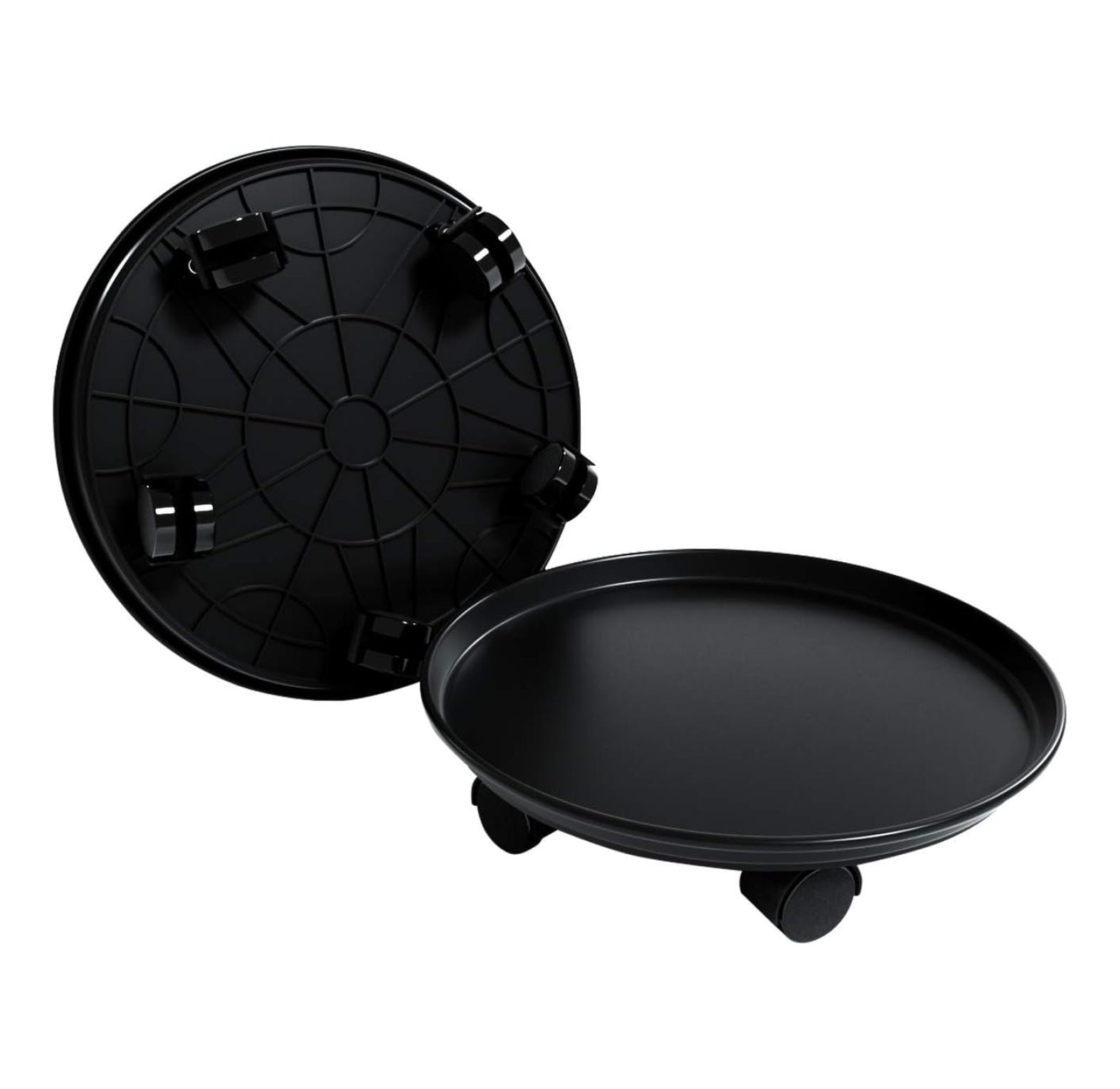 2 Pack 15.5" Black Plant Caddy Round Movable Planter with Easy Moving ...