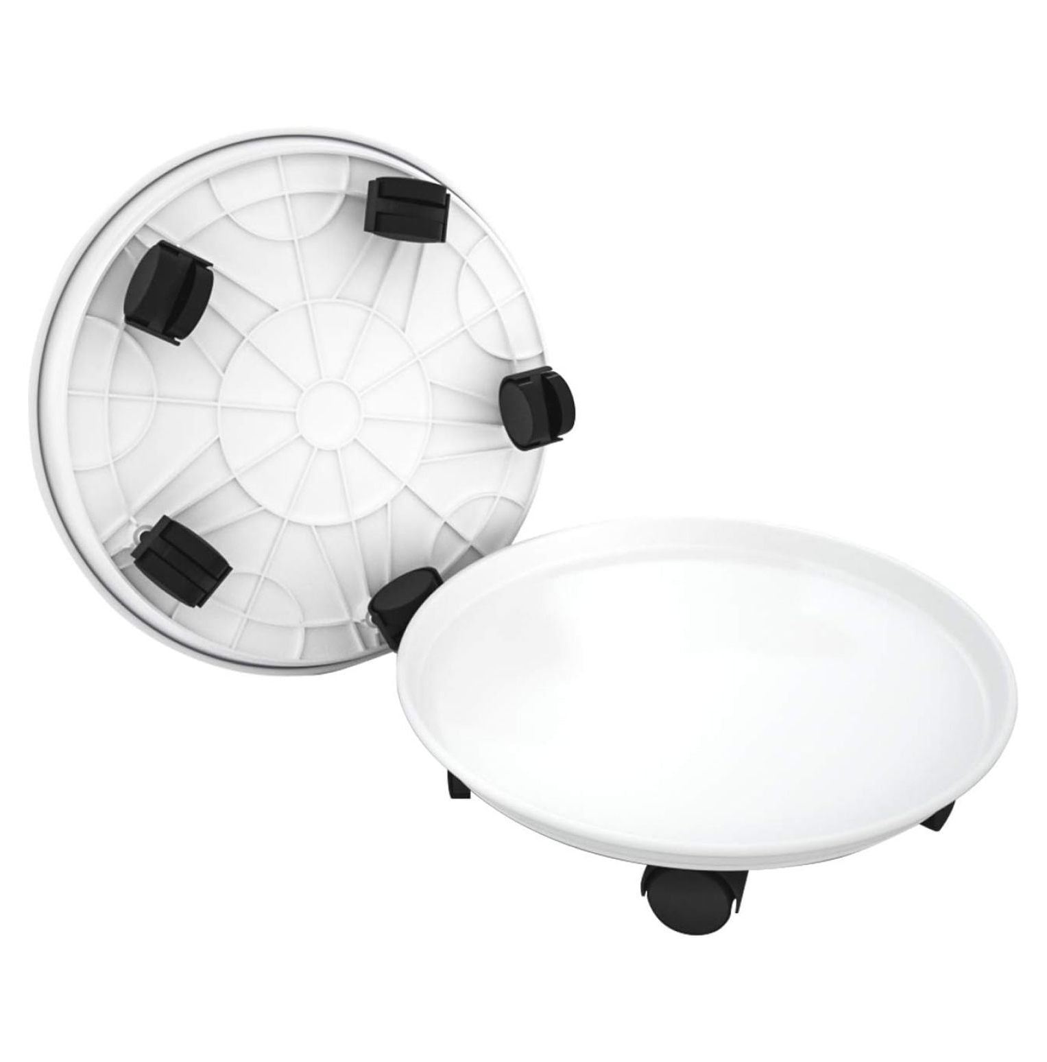 2 Pack 15.5" White Plant Caddy Round Movable Planter with Easy Moving ...