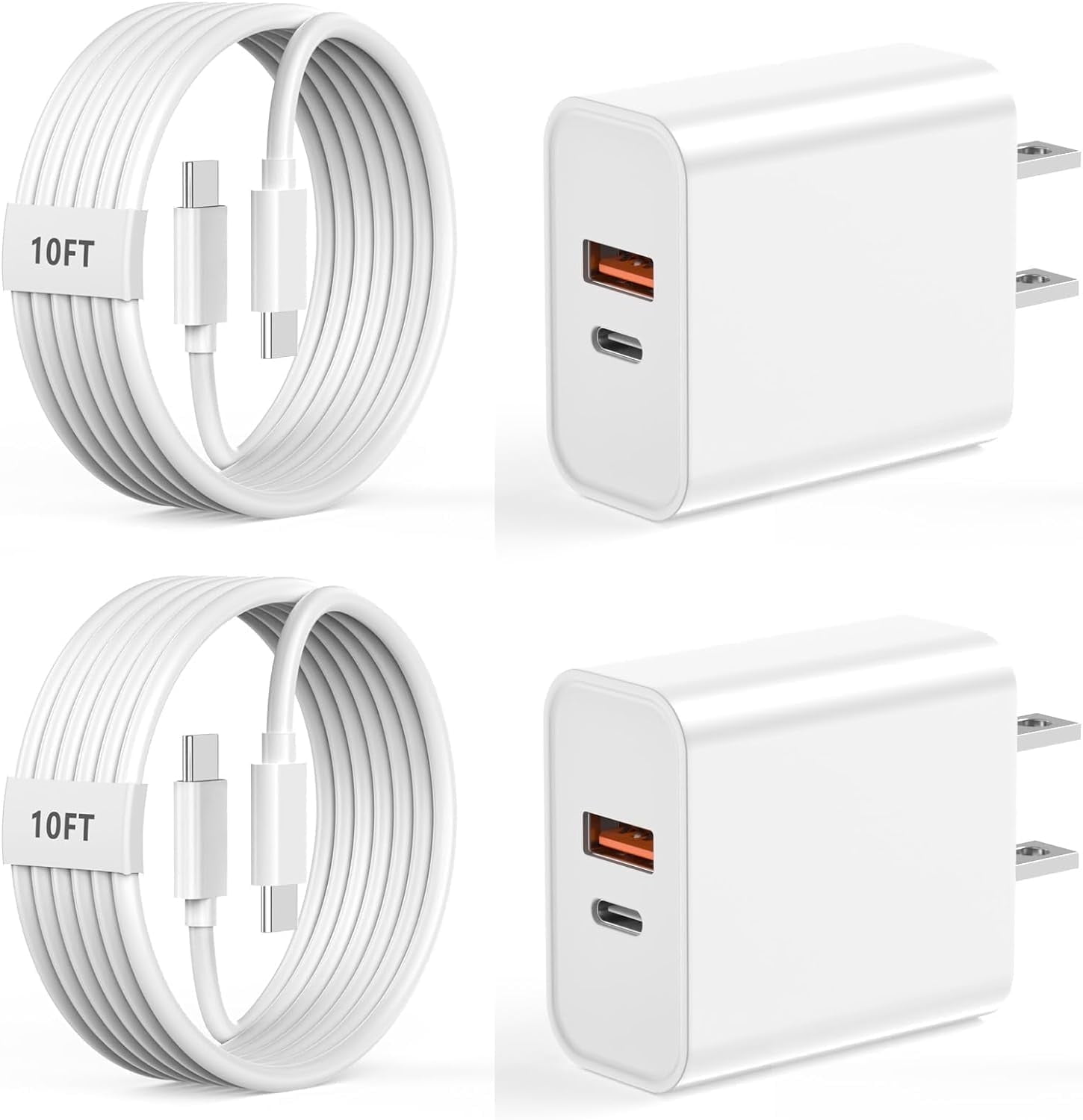 2-Pack For 15 Charger Fast Charging, 20W PD+QC3.0 Dual Port USB C Wall ...