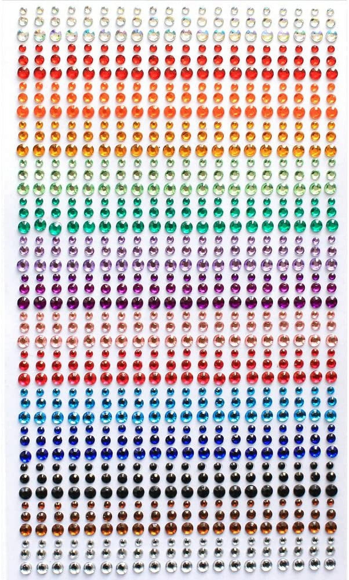 2 Pack 15 Colors 3 Sizes Rhinestone Stickers All in One Sheet 900 ...