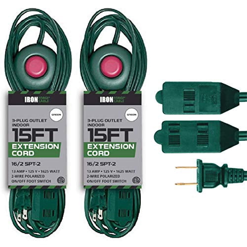 2 Pack Of 15 Ft Extension Cord With Foot Switch And 3 Electrical Power ...