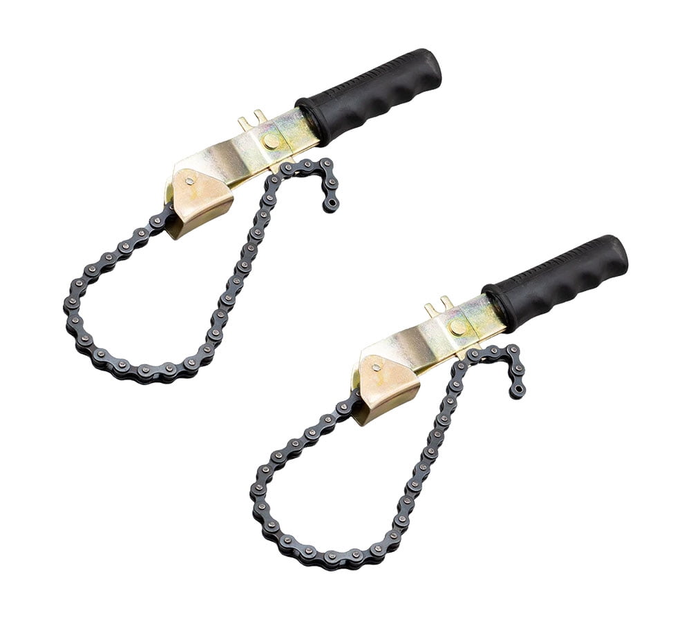 2 Pack 15" Heavy-Duty Oil Filter Chain Wrench for 4" Diameter Filters ...