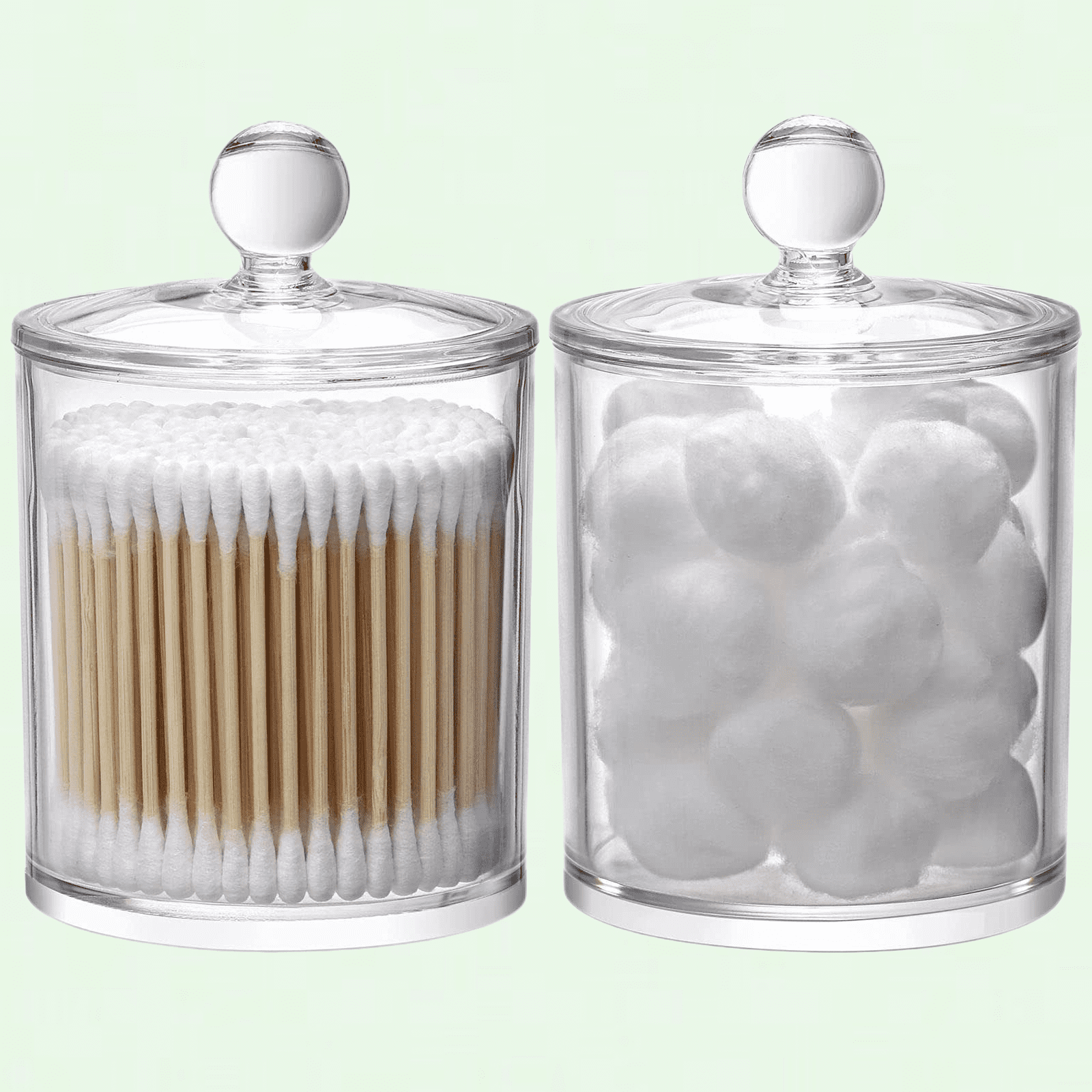 2-Pack 15-Ounce Qtip Apothecary Jars, Bathroom Storage Containers for ...