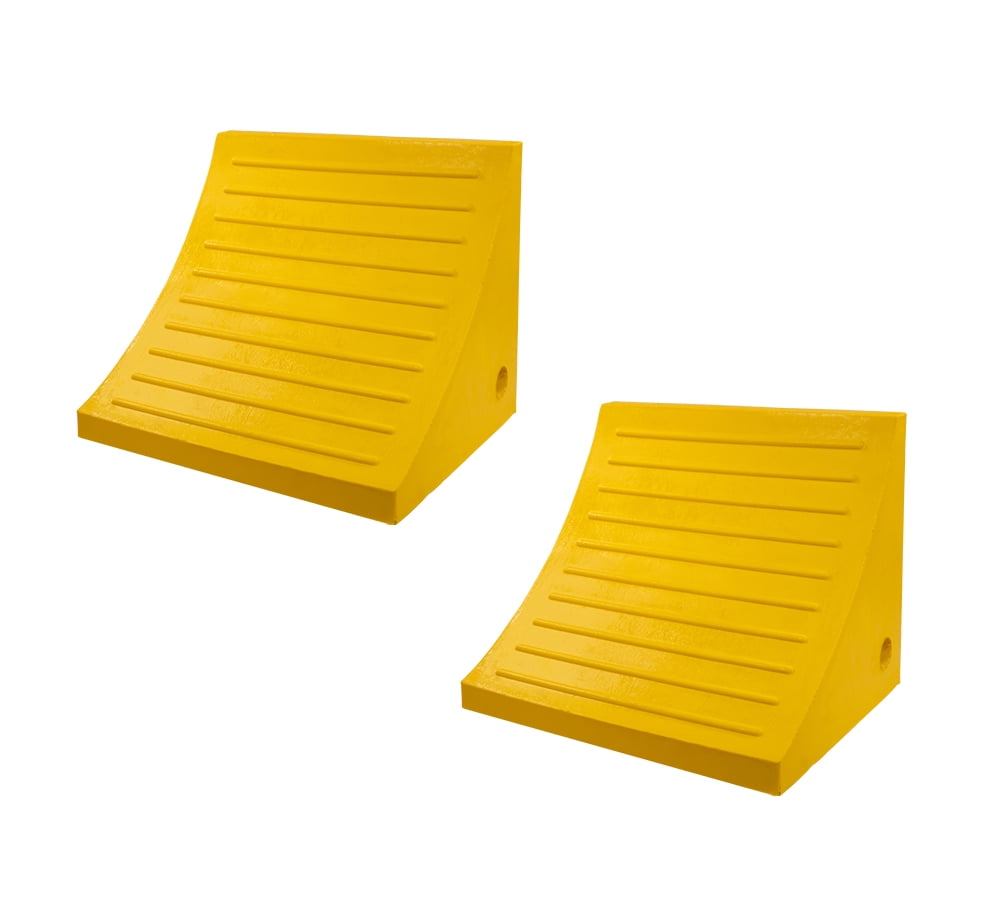2 Pack 15"x10-1/2"x12" Polyurethane Wheel Chock W/ Mounting Holes for ...