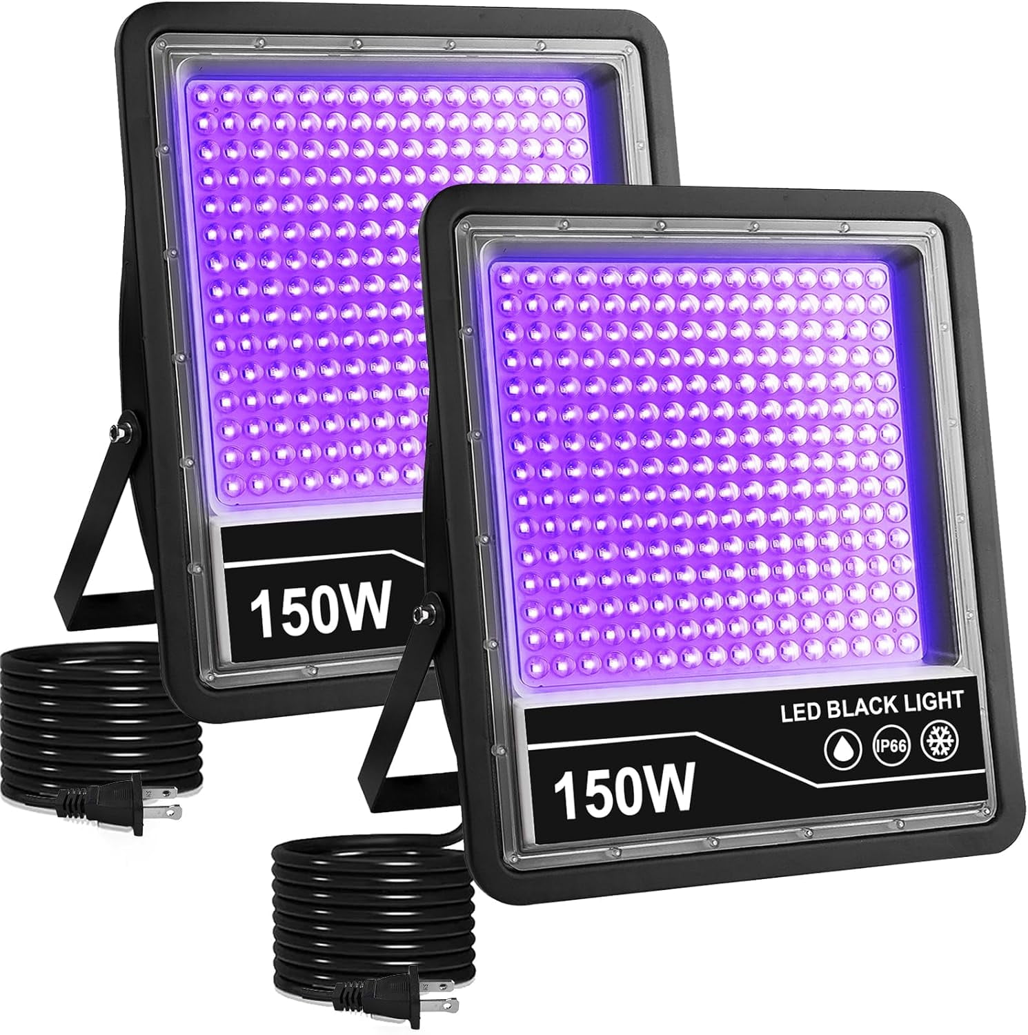 2 Pack 150W Black Lights, LED Blacklight Black Lights for Glow Party ...