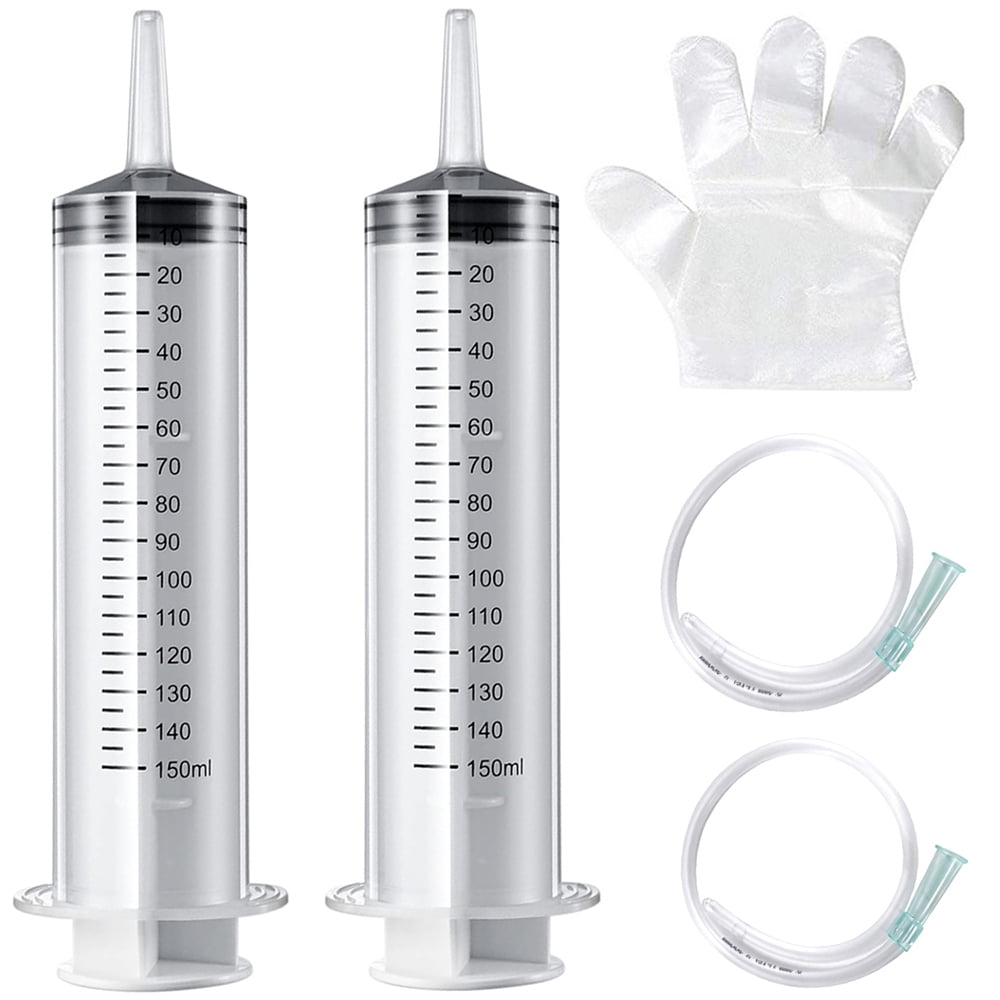 2 Pack 150ml Large Syringes With 2 Tubes And 100Pcs Disposable Plastic ...