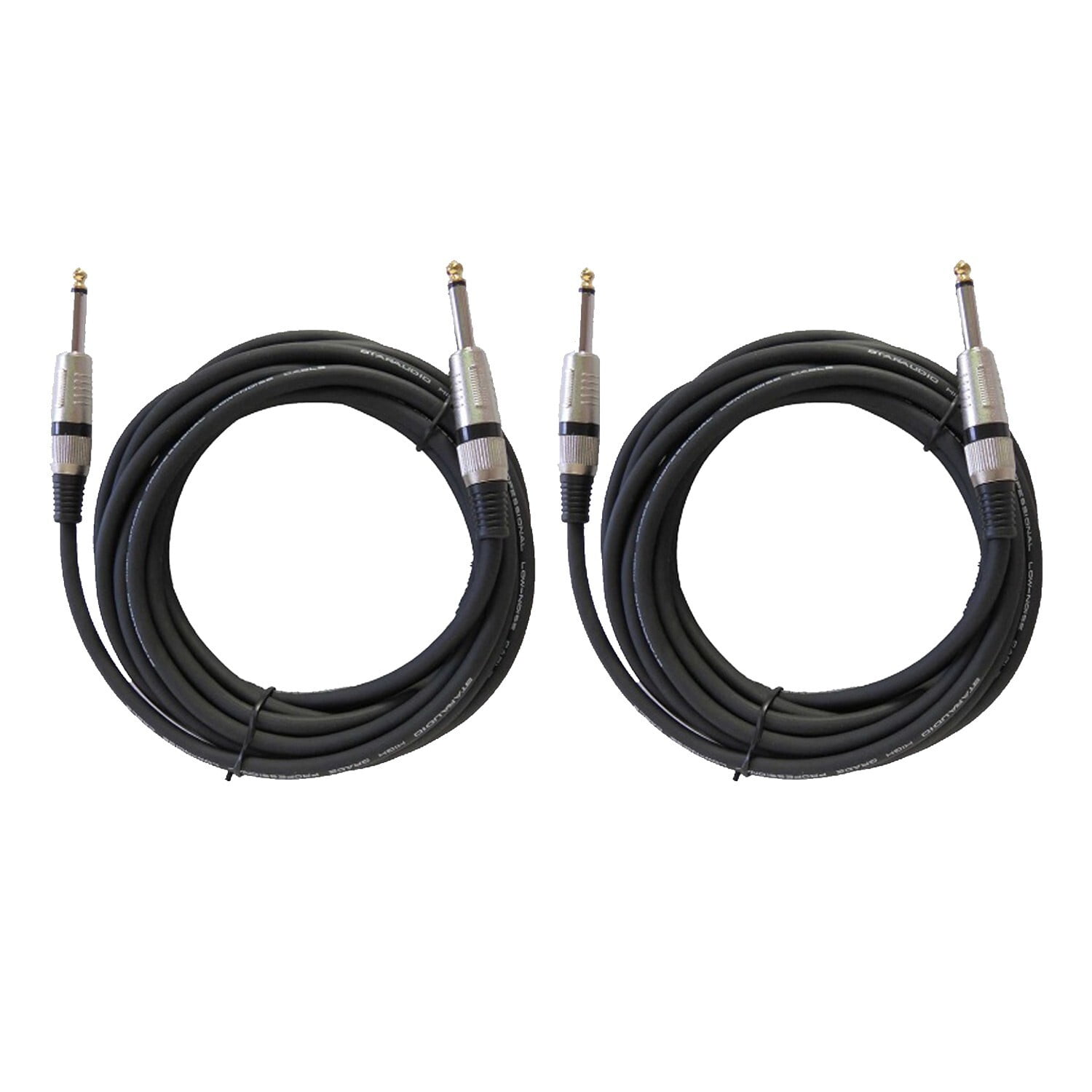 2-Pack 15ft Instrument Mic Audio Cables 6.35mm 1/4" to 1/4" Mono Jack ...