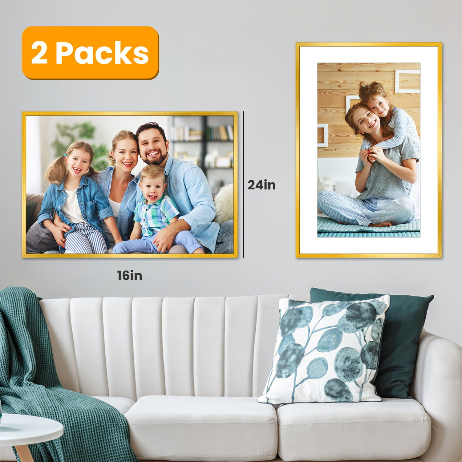 2 Pack 16×24in Picture Frames TeqHome Display Pictures 20.5x12.4 with ...