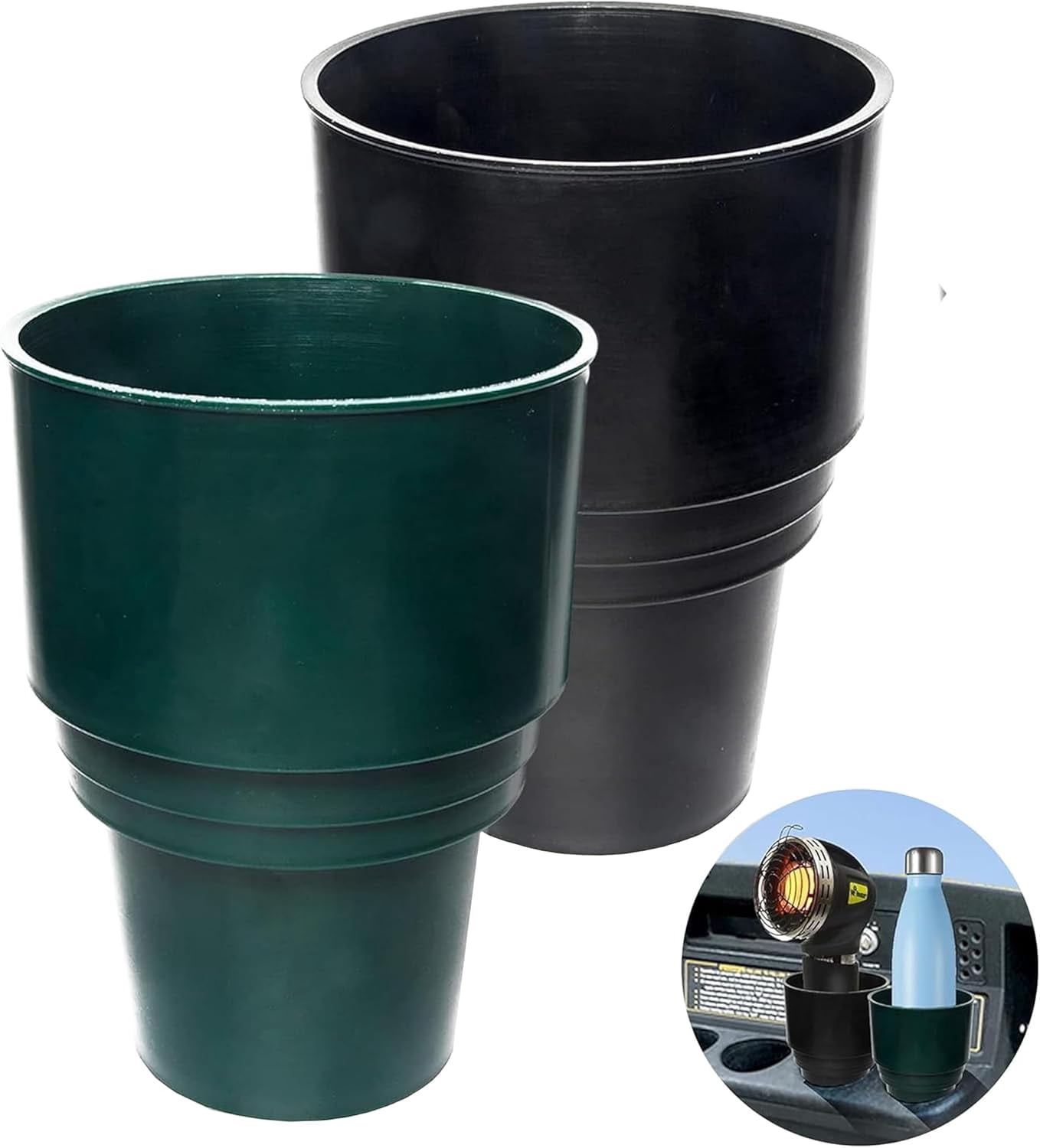 (2 Pack, 16.4 oz, Black & Green) Golf Cart Cup Holder Insert Portable ...